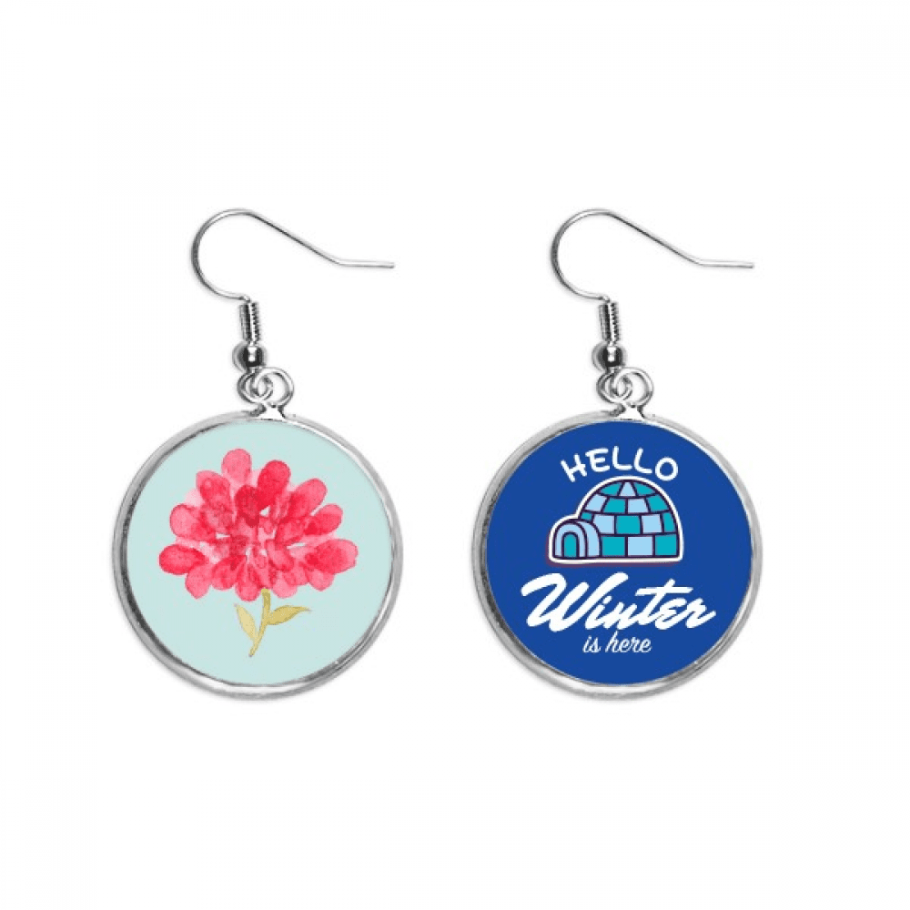 watercolor peach flower cartoon dangle drop winter ice earring jewelry - Walmart.com