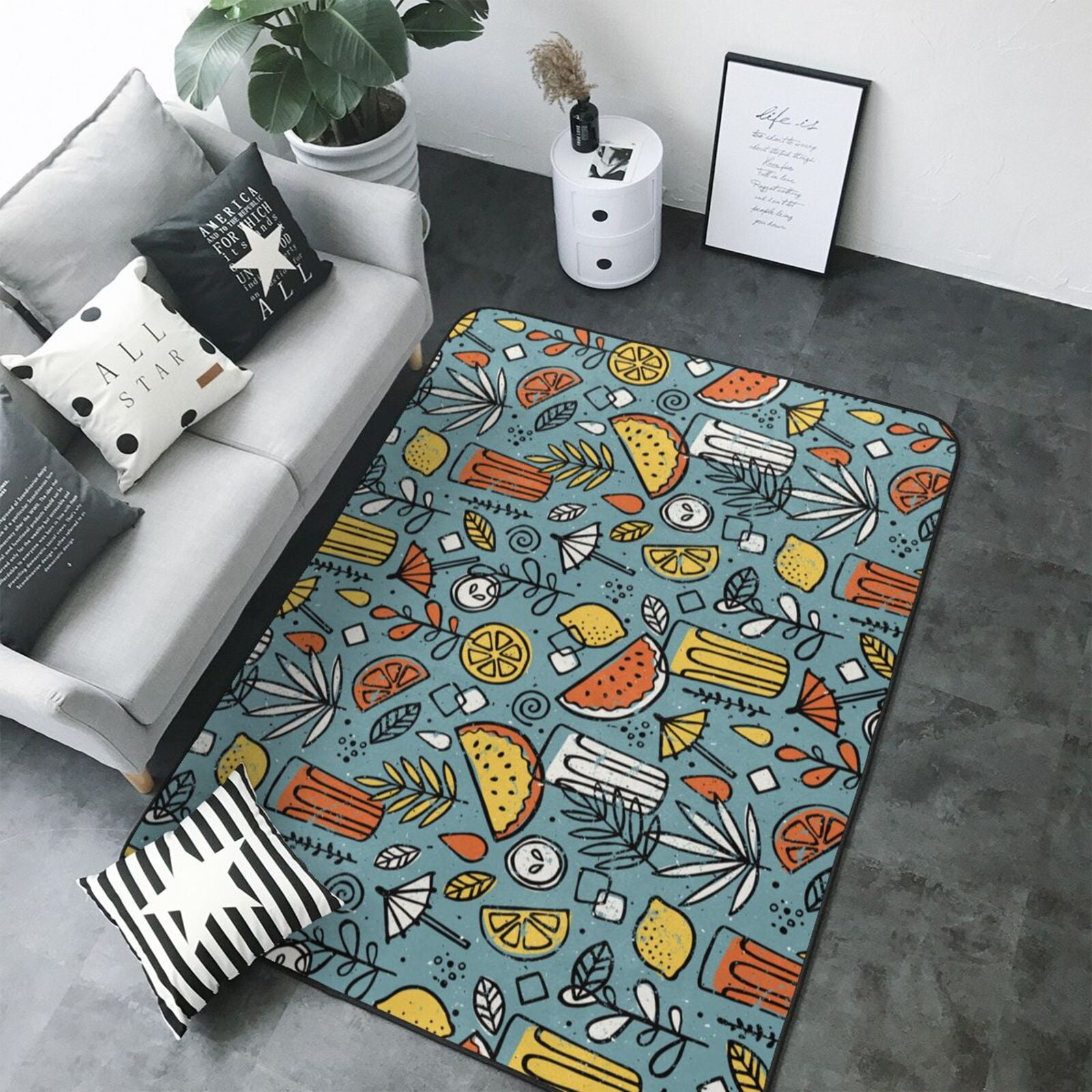 watermelon lemon Area Rugs for Living Room Bedroom, 5x7 Soft Throw ...