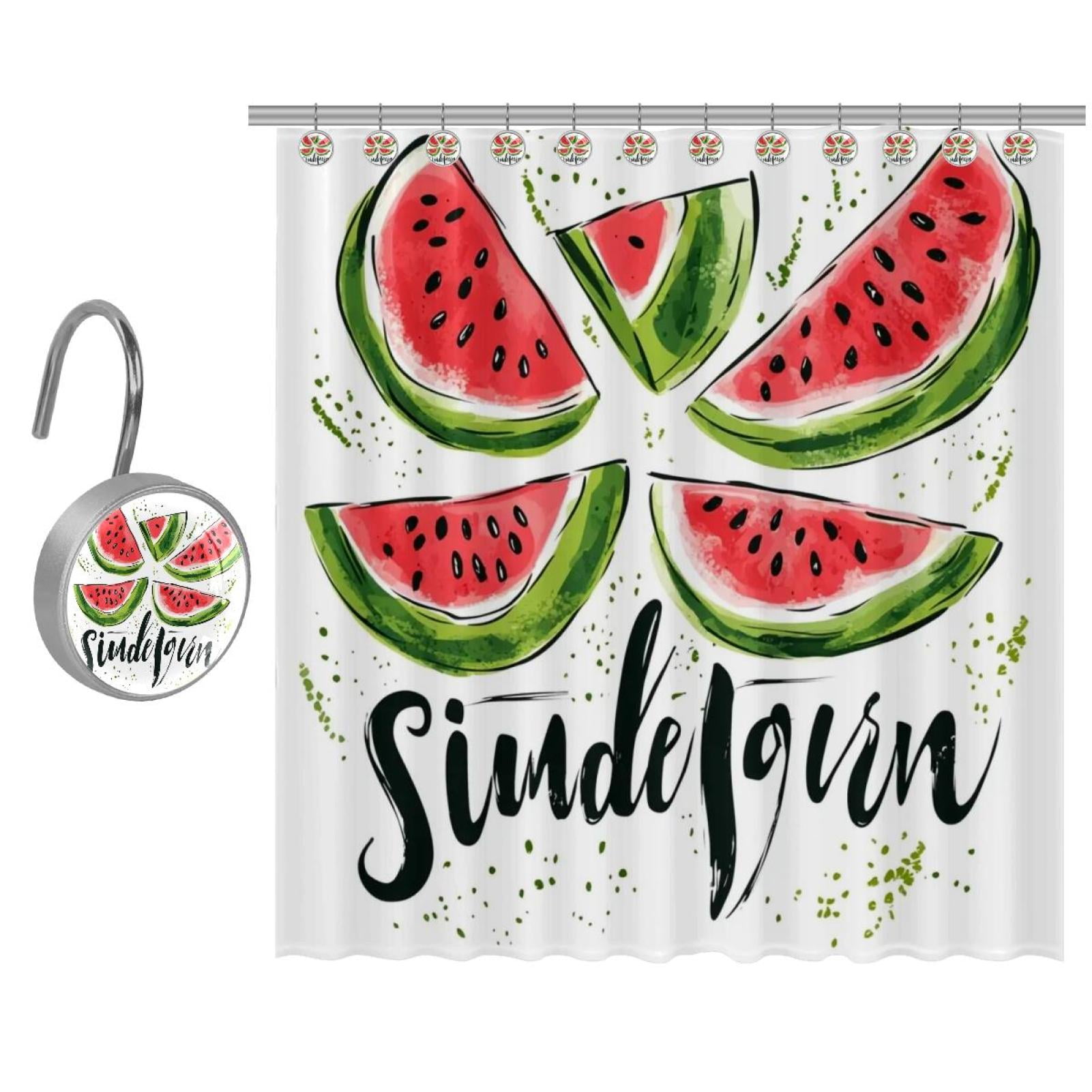 watermelon lettering 1 Shower Curtain, Cloth Fabric Bathroom Decor Set ...