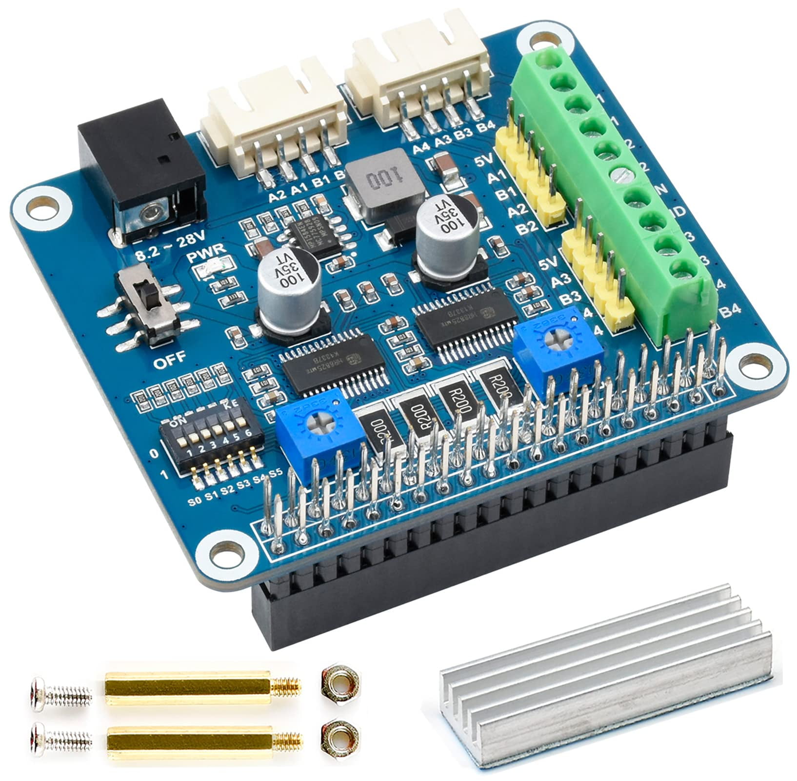 waveshare HRB8825 Stepper Motor KEF16 HAT for Raspberry Pi and Jetson Nano, Drives Two Stepper ...