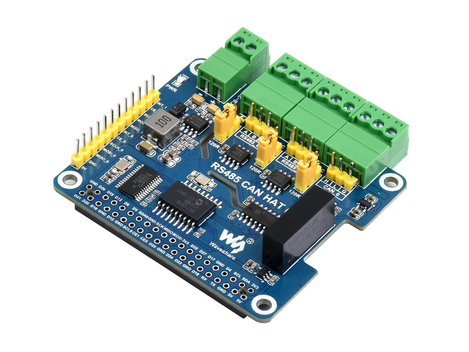 waveshare Isolated RS485 CAN RRF12 HAT B, Compatible with Raspberry Pi 5/4B/3B/Zero/Zero W/Zero ...