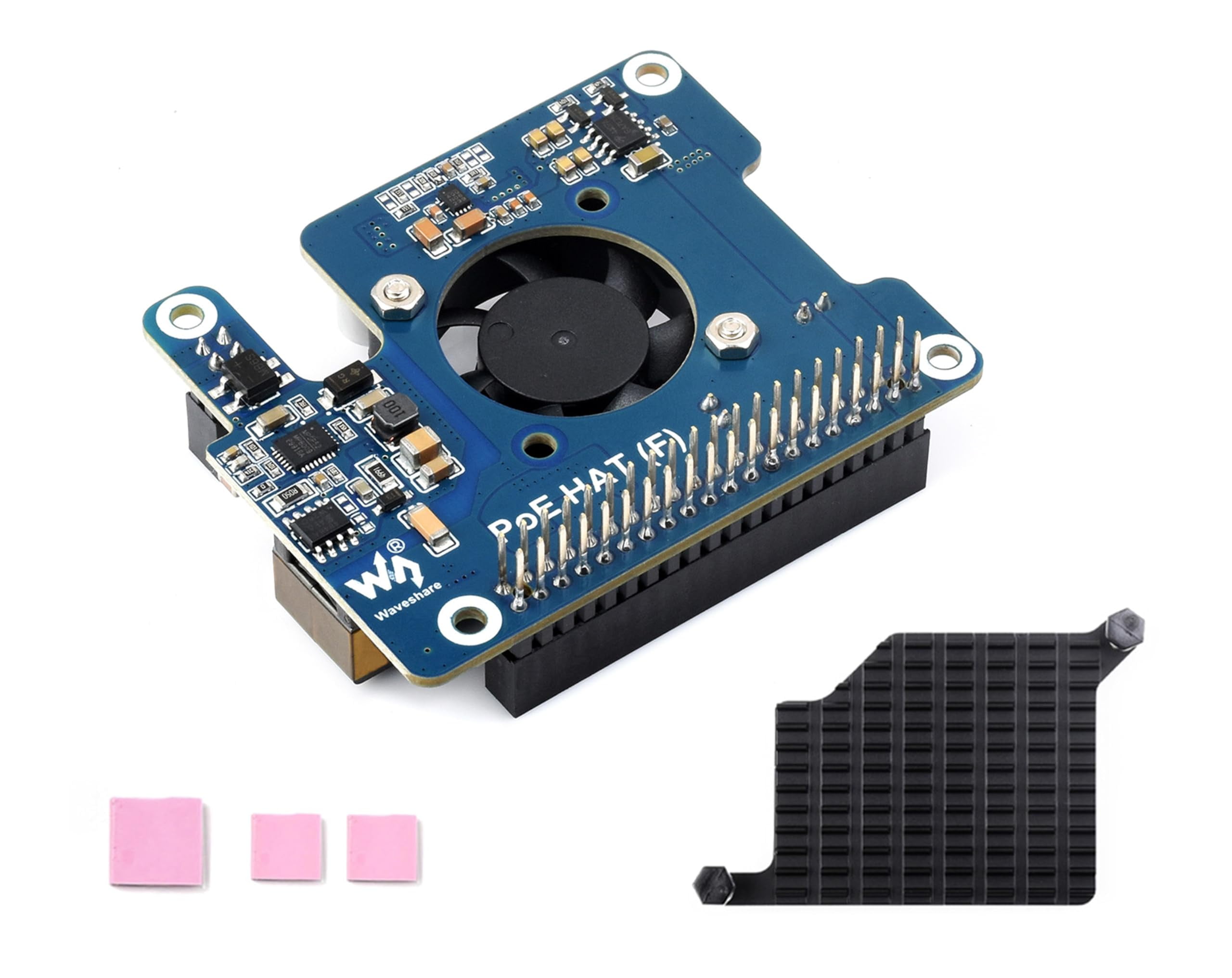 waveshare Power Over Ethernet SSF20 HAT PoE HAT with Metal Heatsink for Raspberry Pi 5, Onboard ...