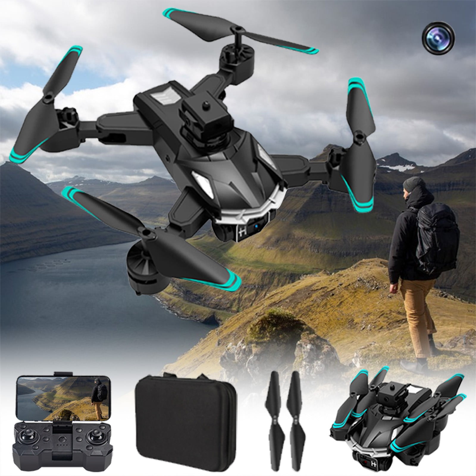wavsuf Drones with Camera for Kids and Adults Foldable Wi-Fi FPV 1080P ...