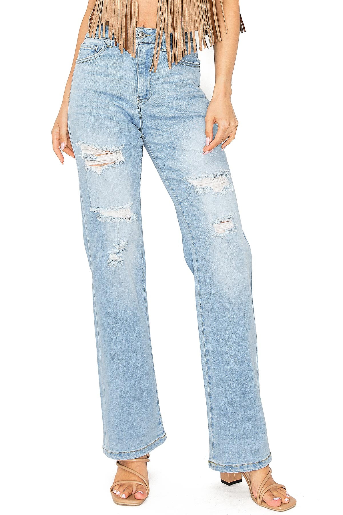 wax jean Womens Juniors High Rise Loose Straight Stretch Jeans (Classic ...