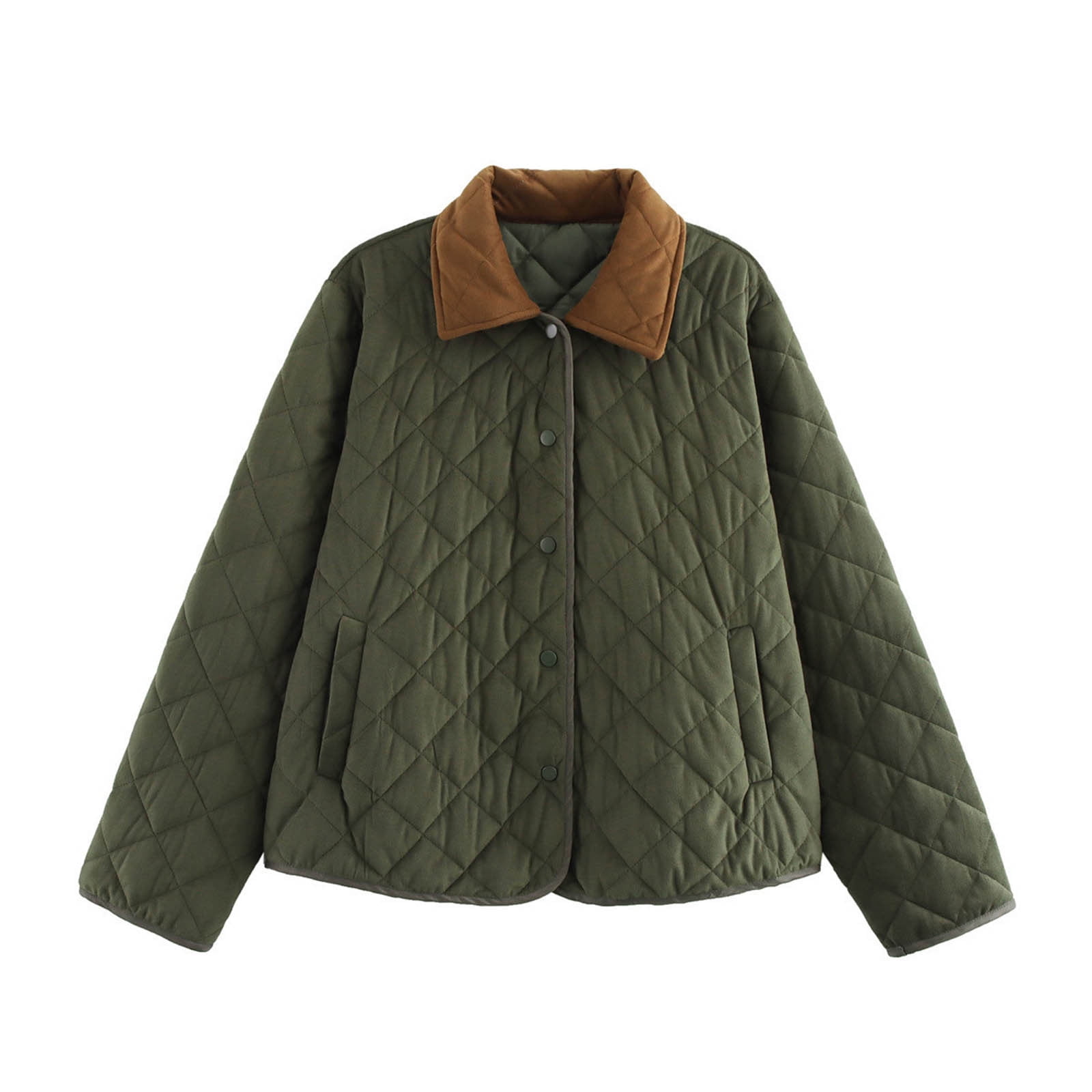 wdsxpo Quilted Barn Jackets for Women Trendy Corduroy Collared ...
