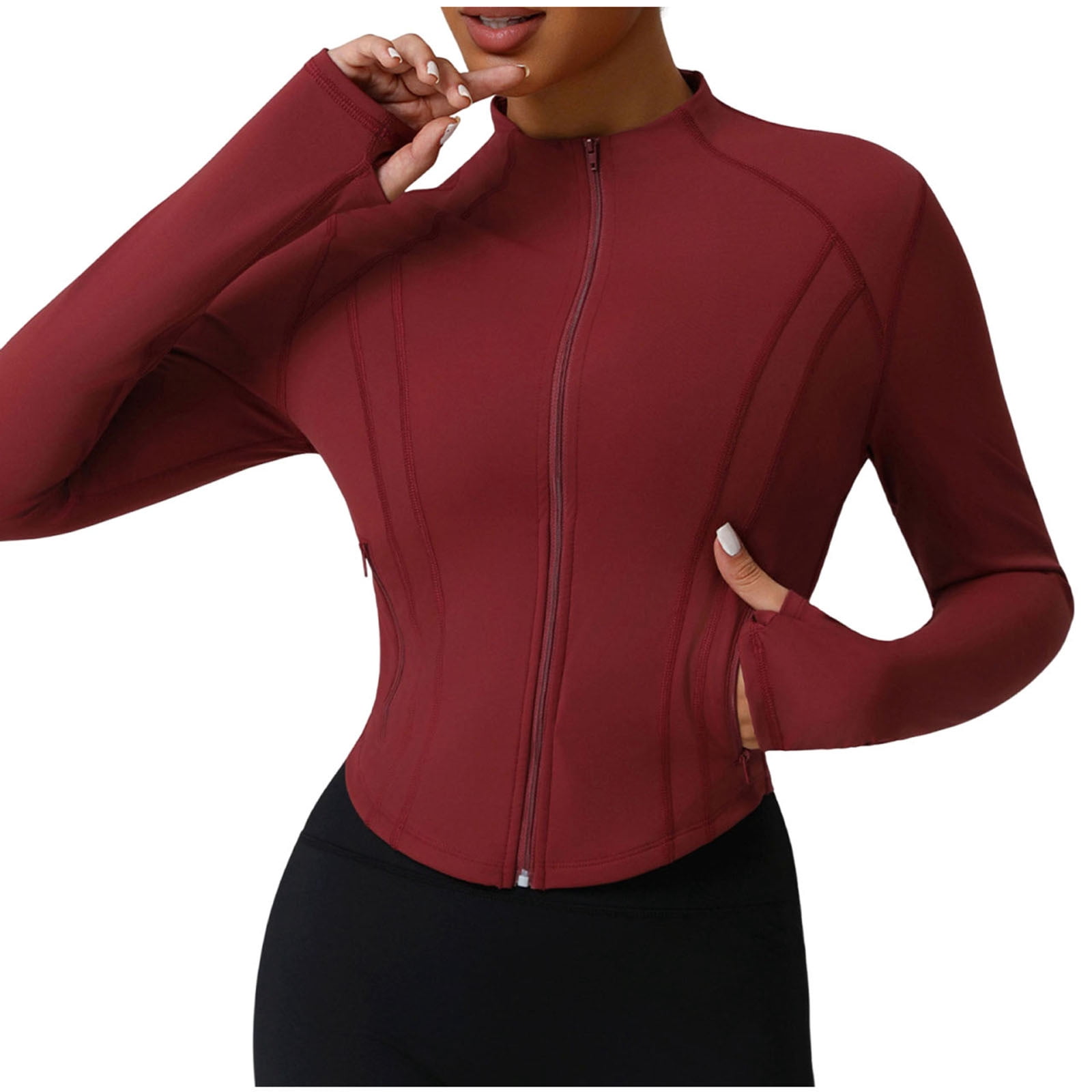 wdsxpo Womens Zip Up Workout Jackets Lightweight Athletic Slim Fit ...
