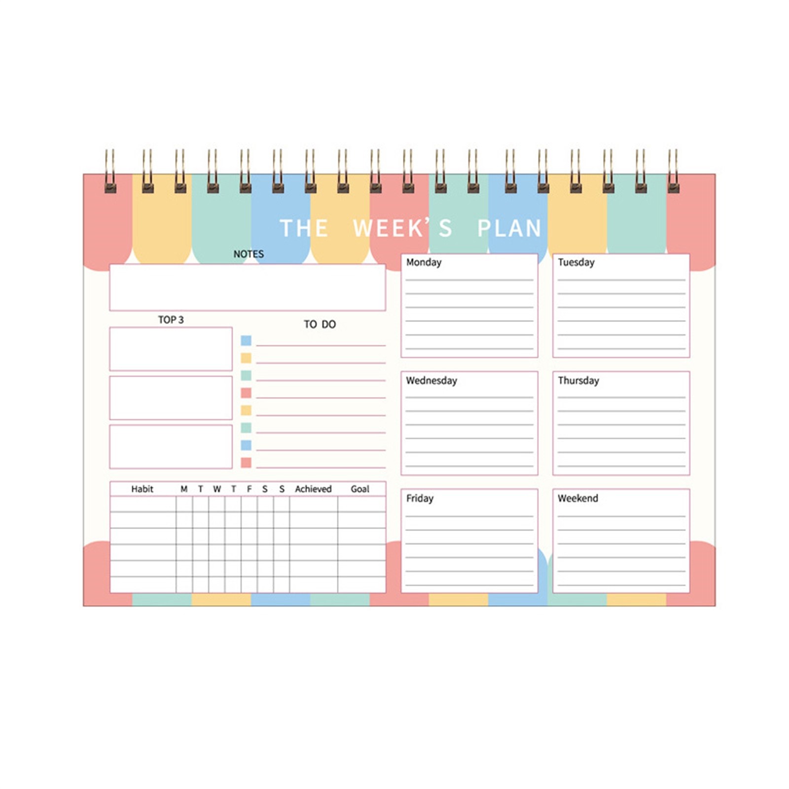 wdysjhzjbsl Weekly Planner Pad with Spiral Binding, Undated Tear-Off ...