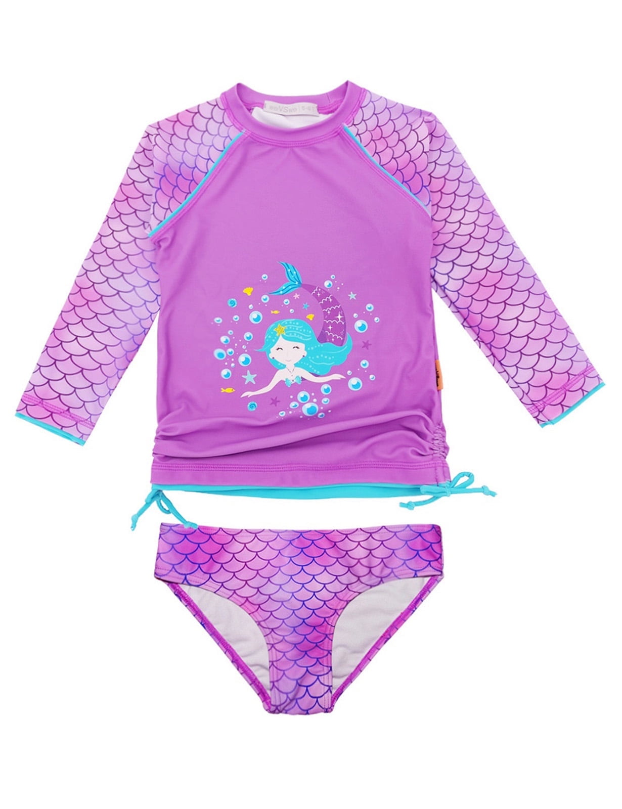 weVSwe Baby Girl Long Sleeve Rash Guard Swimsuit UPF 50+ Pink Mermaid ...