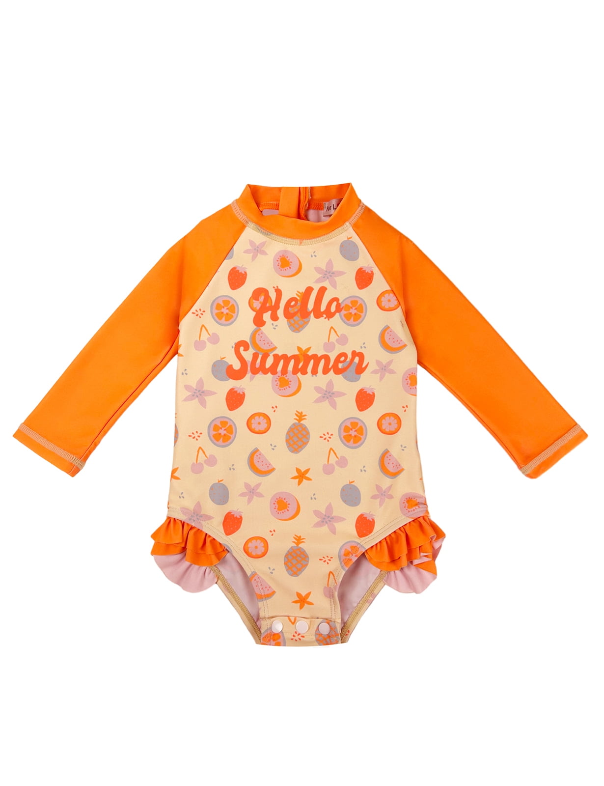 weVSwe Baby Girls Swimsuit -Long Sleeve UPF 50+ Rash Guard Bathing suit ...