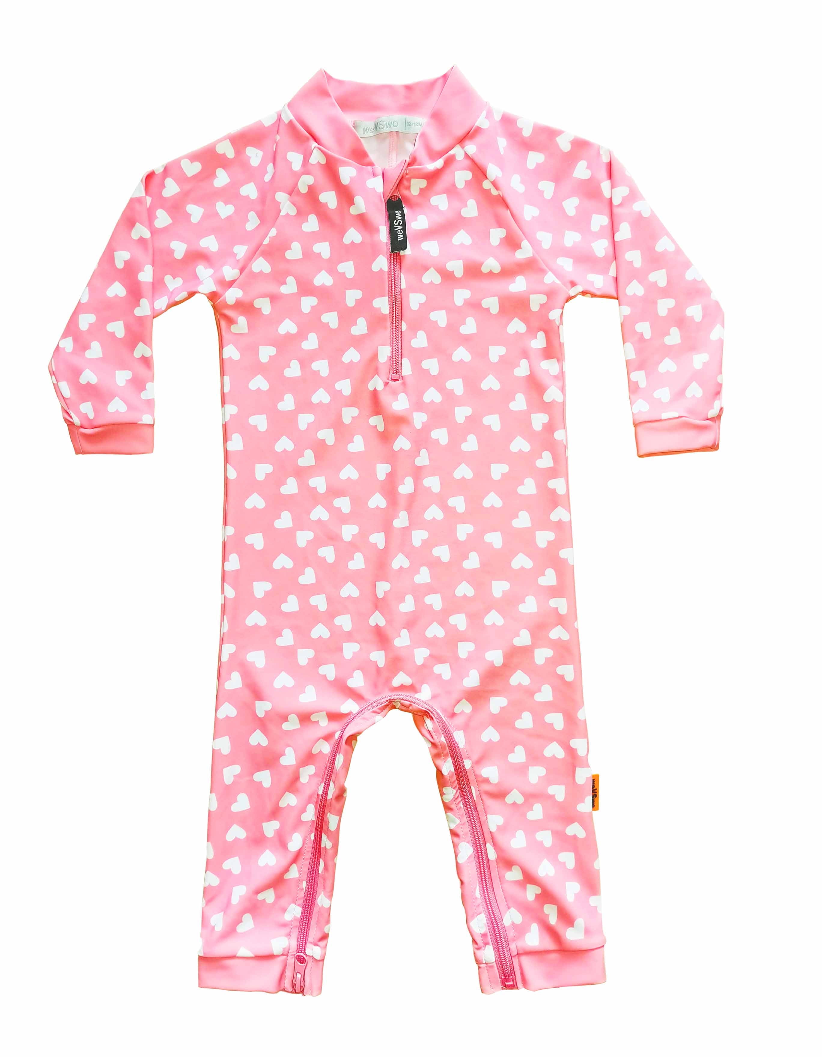 weVSwe Baby Toddler Sun Protection Rash Guard One Piece Pink Heart ...