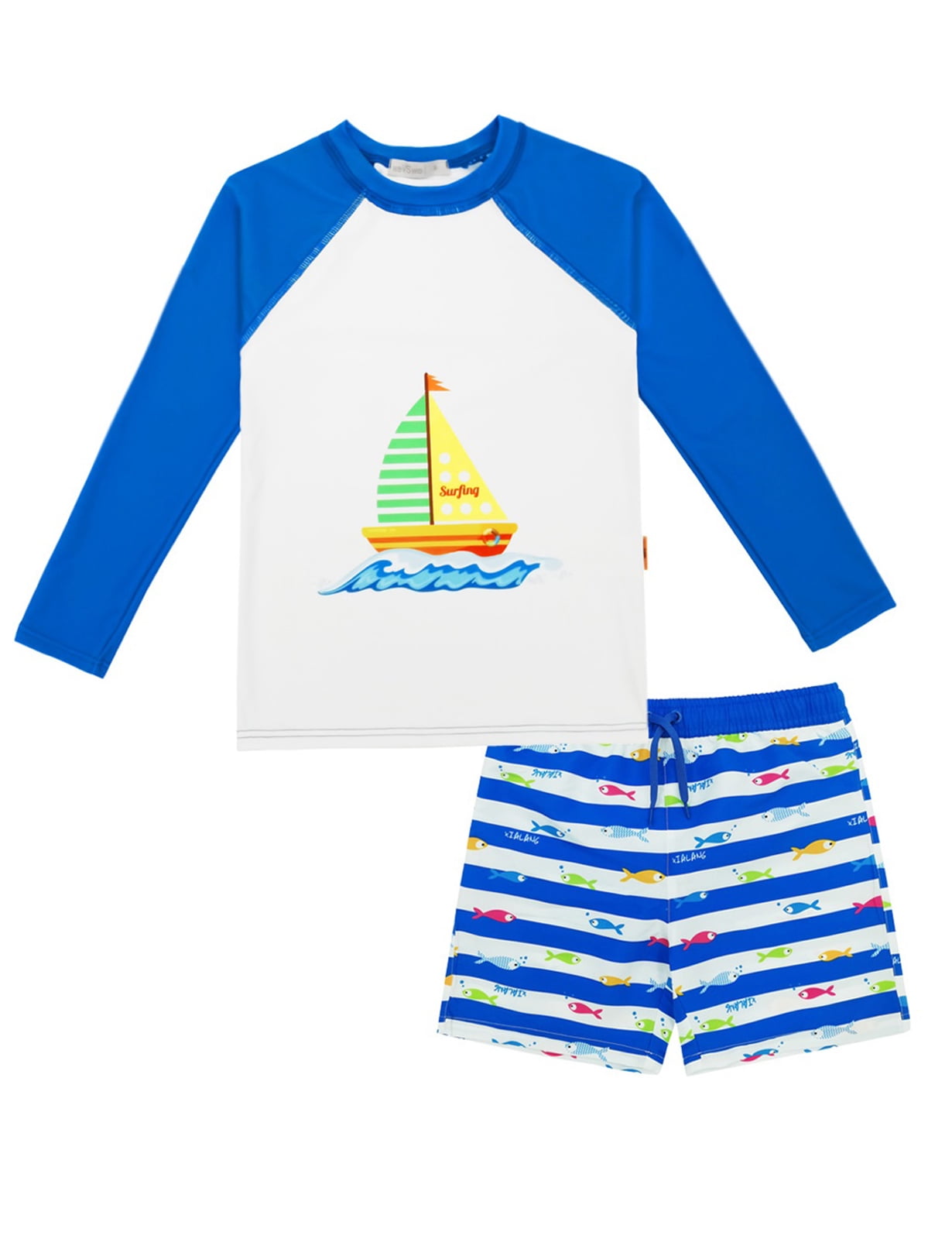 weVSwe Boys Rashguard and Swim Trunks Set -UPF 50+ Swimwear 2-10 T ...