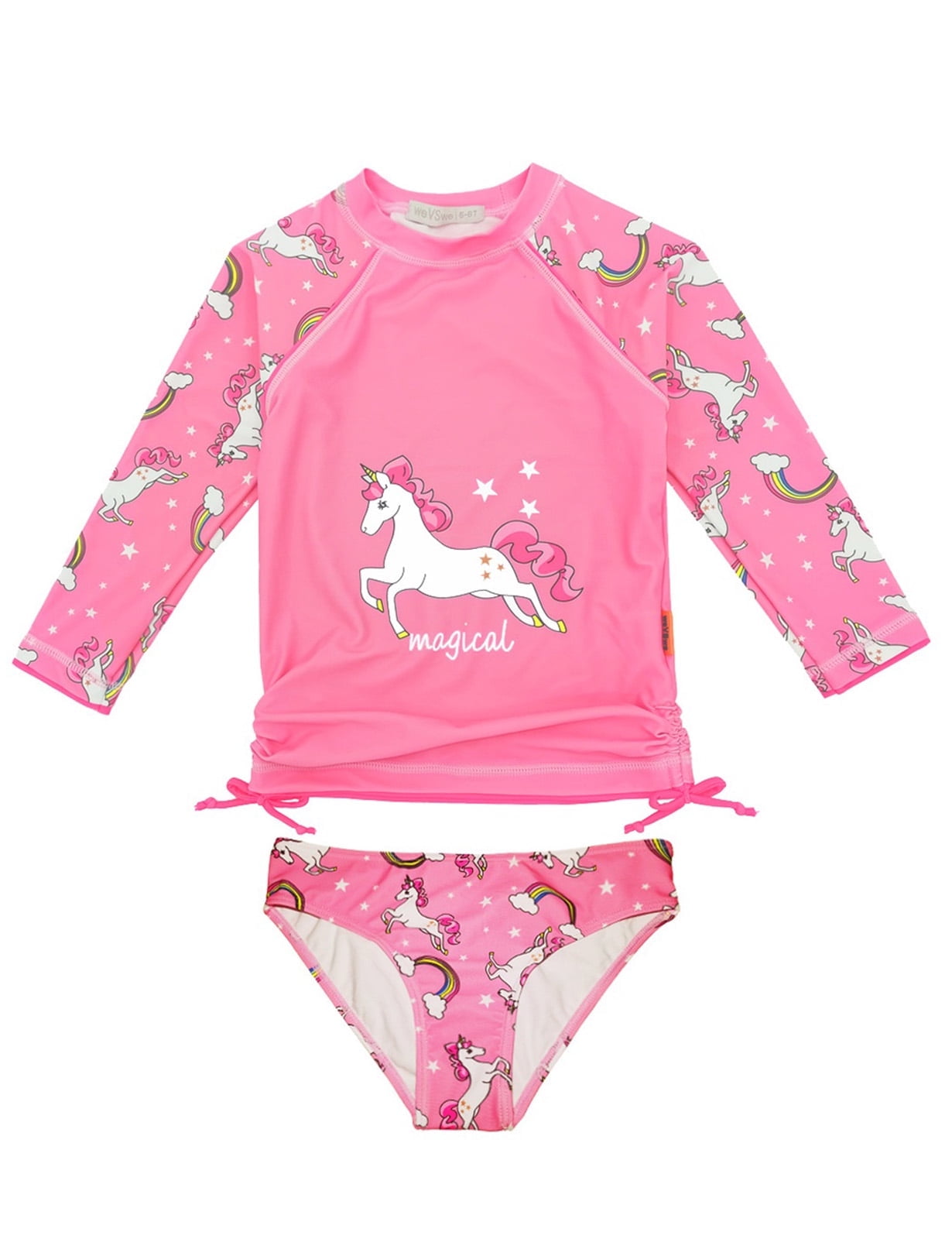 weVSwe Rash Guard Swimsuit Set Baby Girls, 2-Piece Set, Sizes 2-10 ...