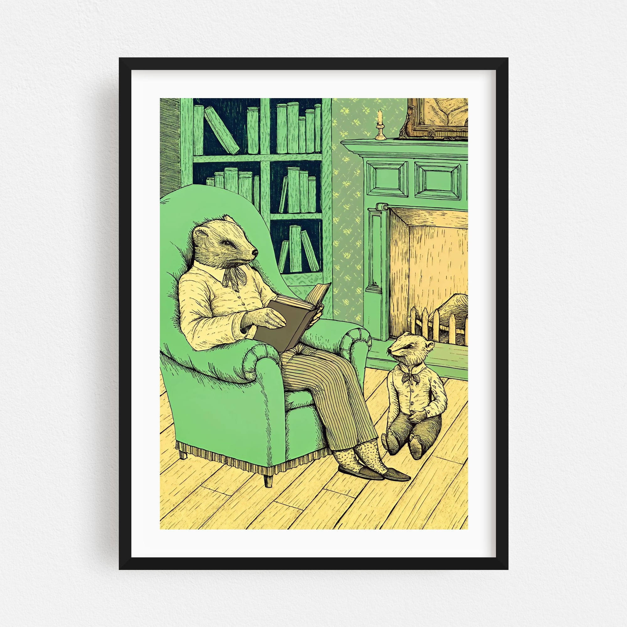 A weasel reading a book to a young weasel - Illustration Animal ...