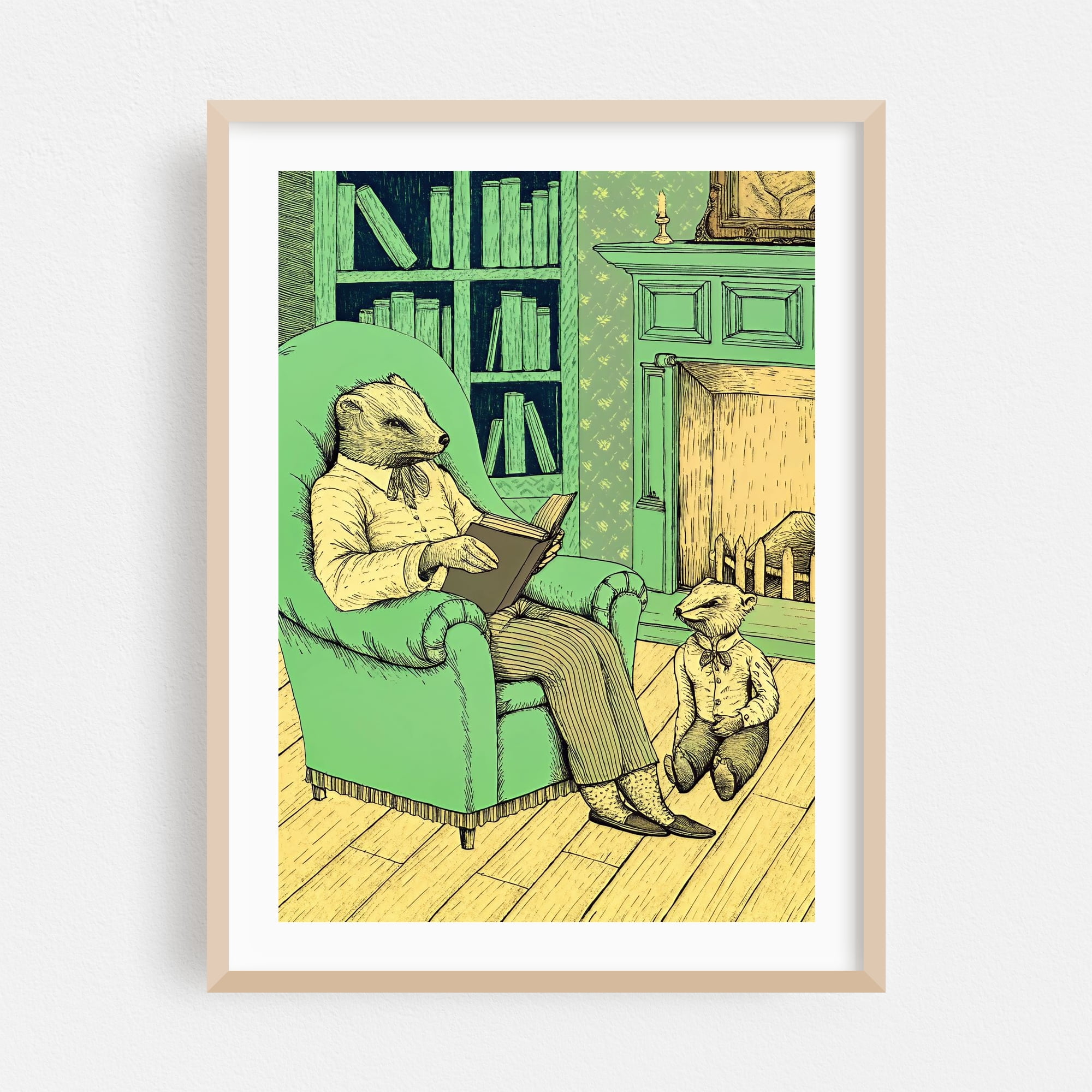 A weasel reading a book to a young weasel - Illustration Animal ...