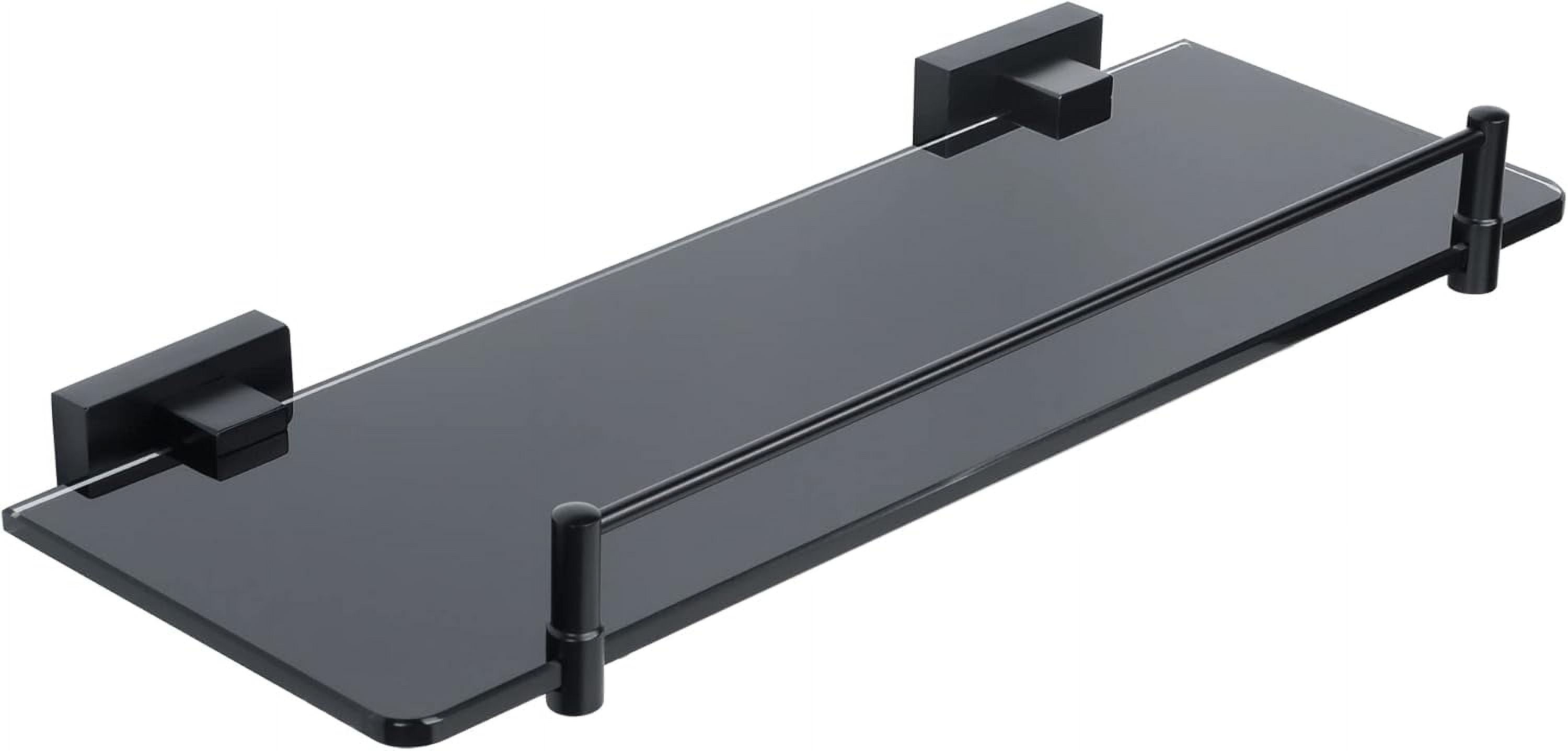 wecgfvo Bathroom Shelves Glass Shelf with Guard Bar Wall Mount Floating ...