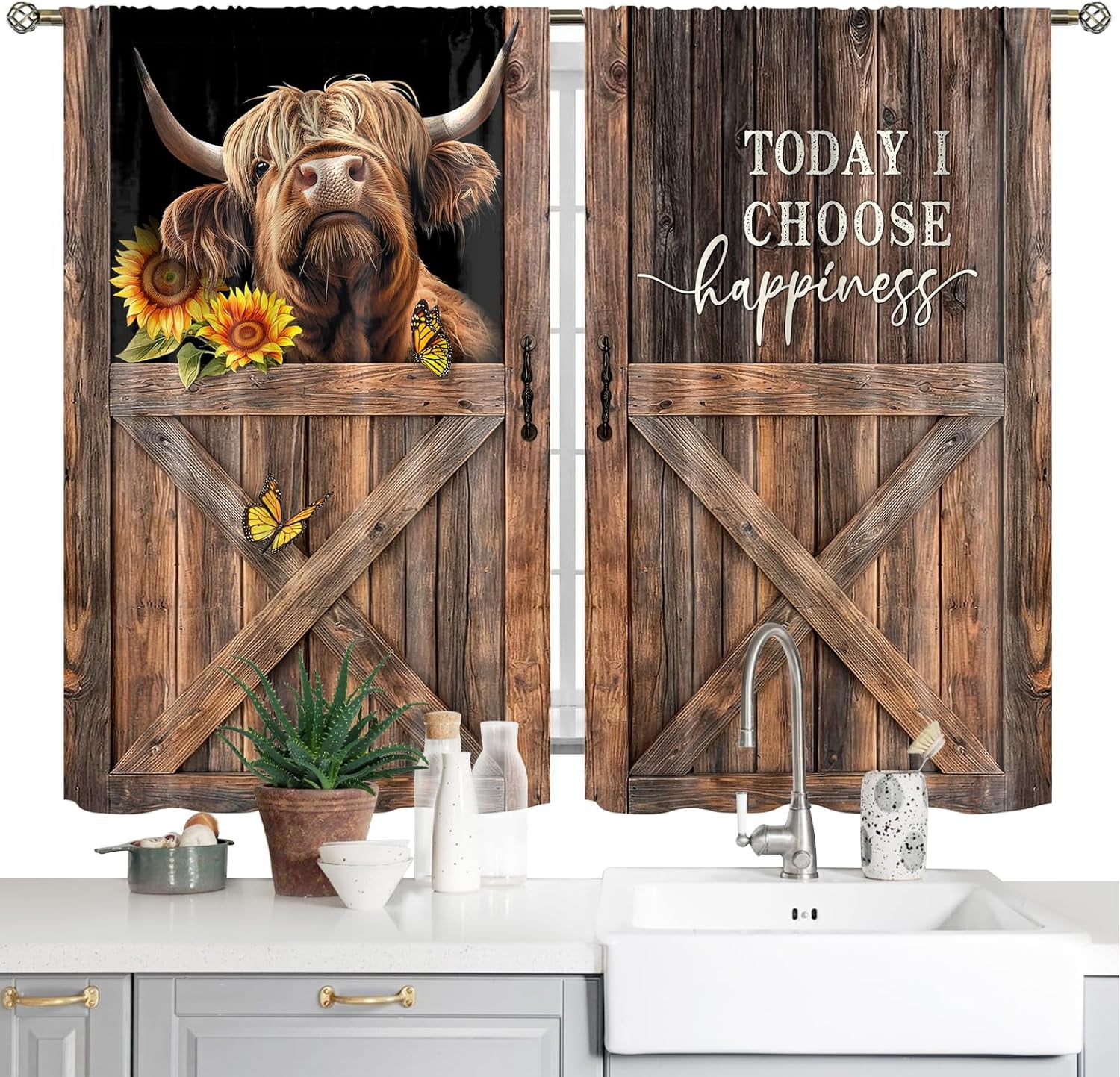 sasyxdc Eucalyptus Botanical Leaves Floral Kitchen Window Curtains ...
