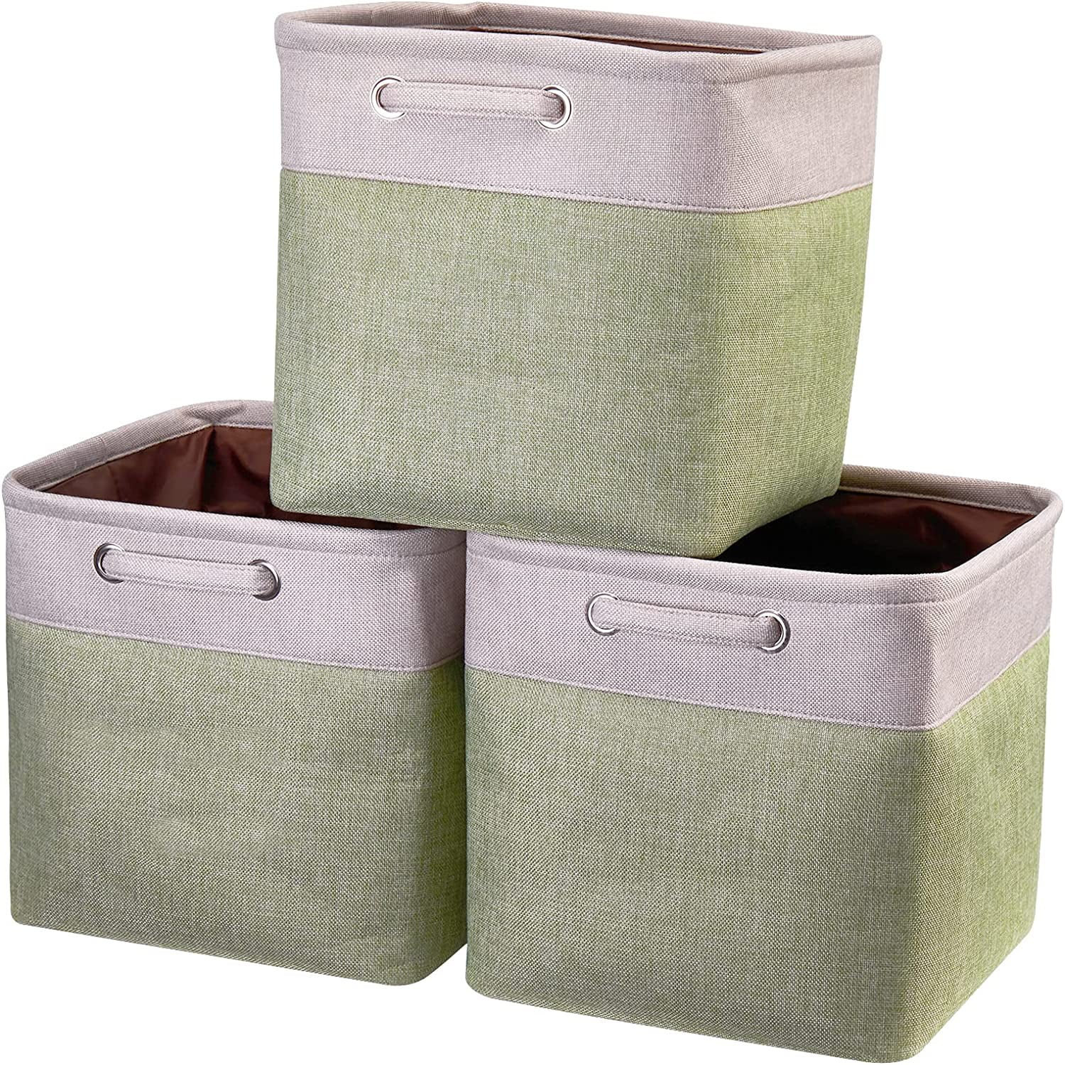 wecgfvo Fabric Cube Storage Boxes Foldable Storage Bins Light Green and ...