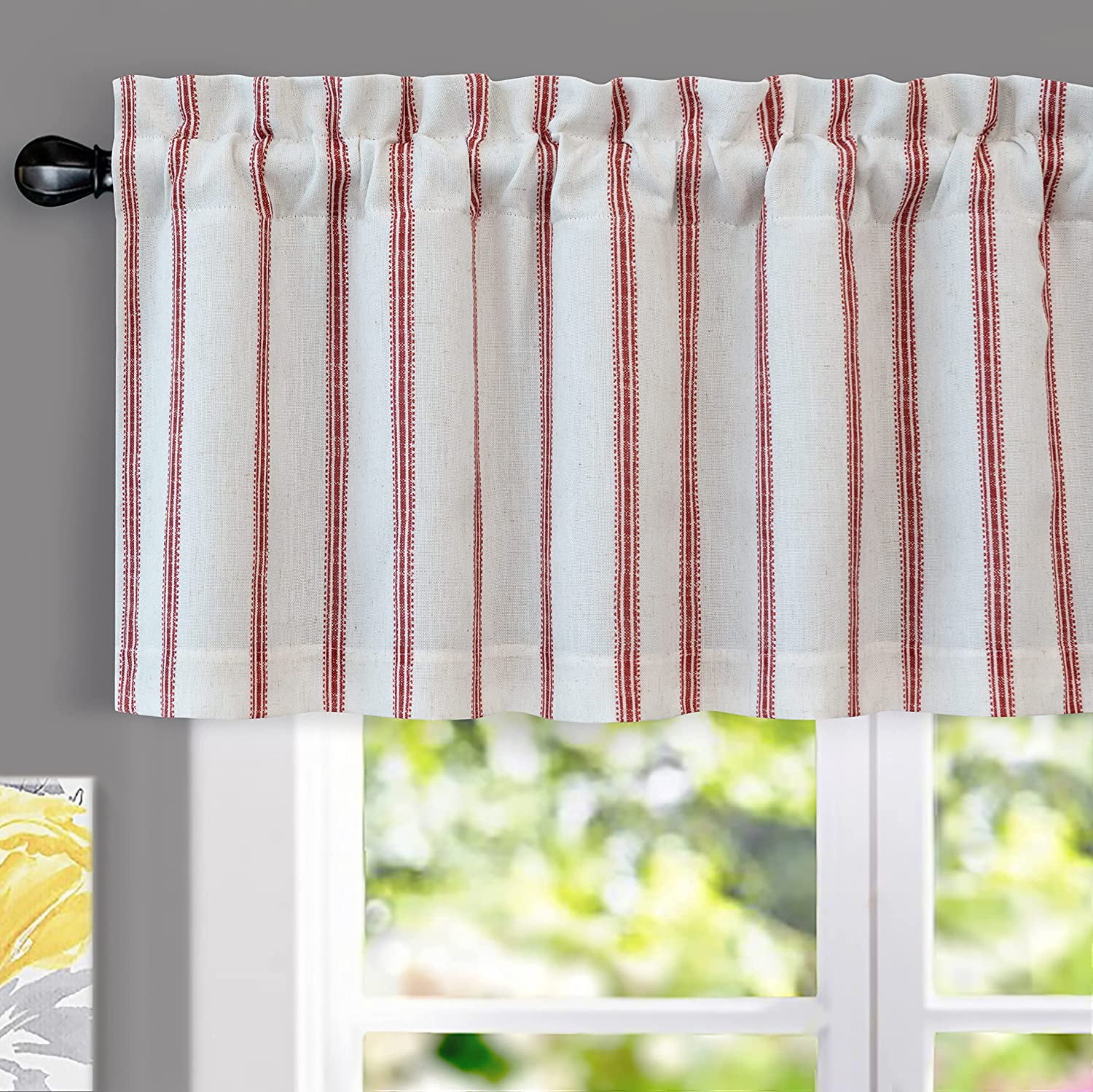 wecgfvo Farmhouse Linen Lined Valance Double Layer Thermal Insulated ...