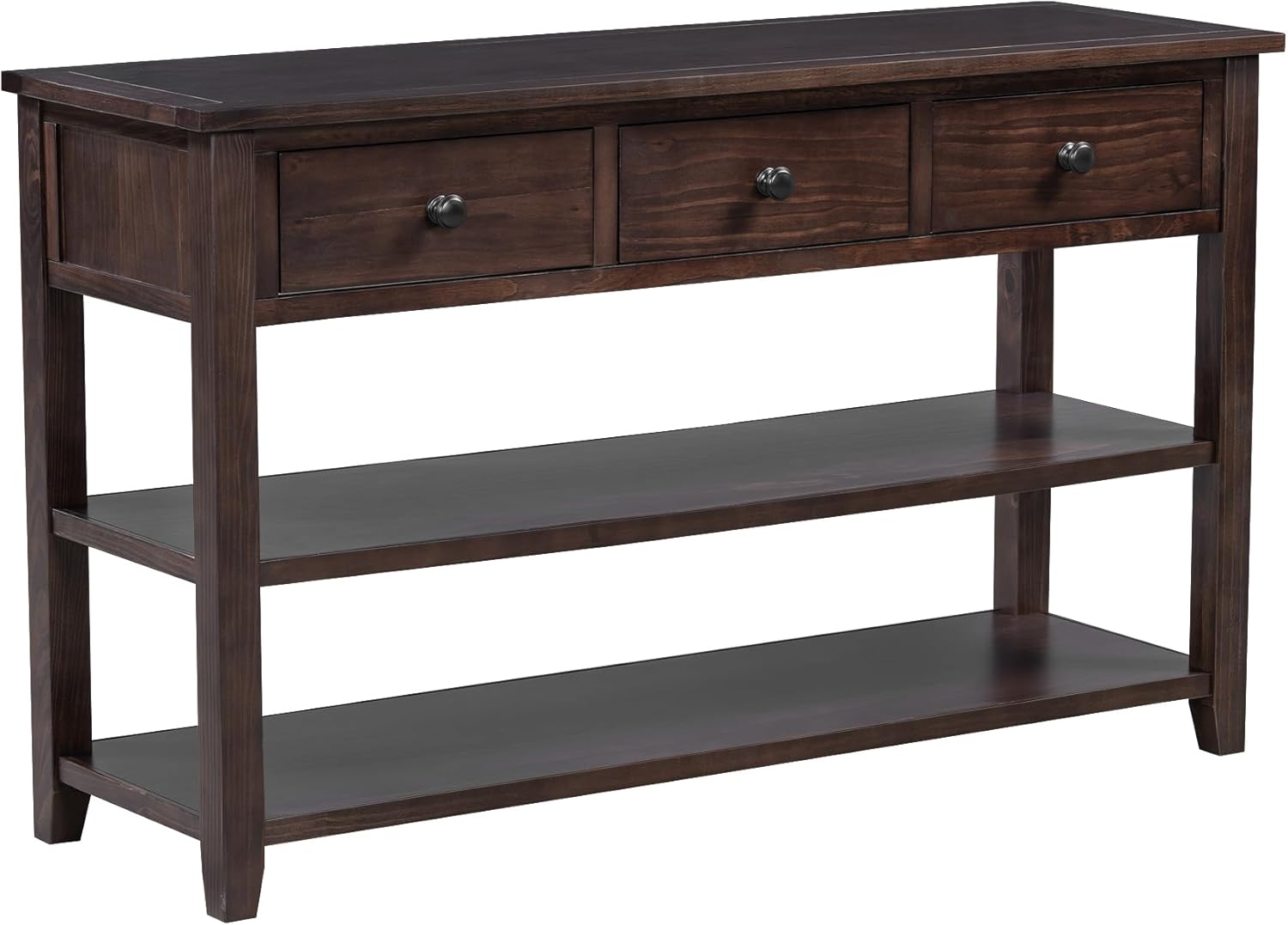 wedxcfvg Long Console Table with 3 Storage Drawers and Double Bottom ...