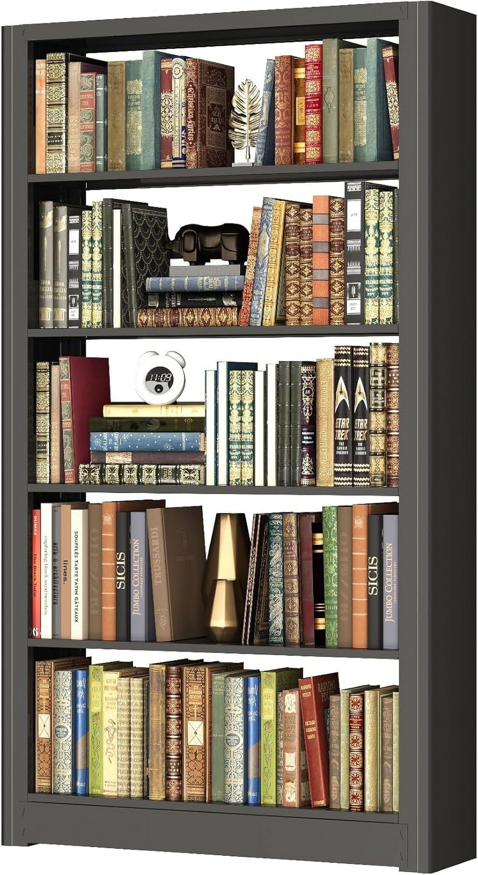 wedxcfvg Metal Bookcase 14" Deep Bookshelf 66" Tall with Adjustable ...