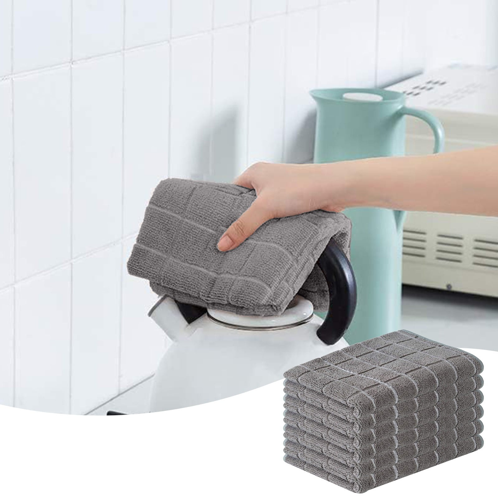 weibbin 17x25inch Kitchen Towels and Dishcloths Set - Bulk Cotton Dish Towels for Washing Dishes ...