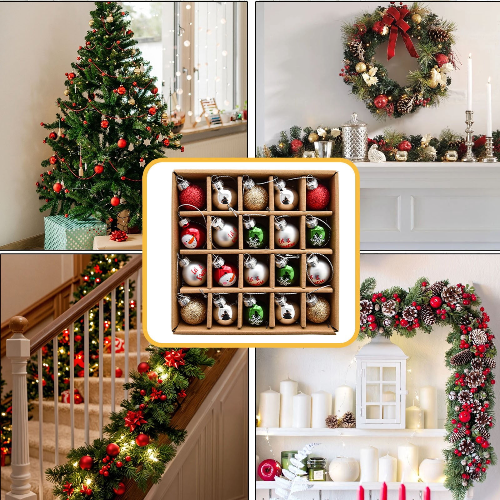 weibbin 20 Pcs Christmas Mini Multi Color Balls Glass Ornaments, Mini ...