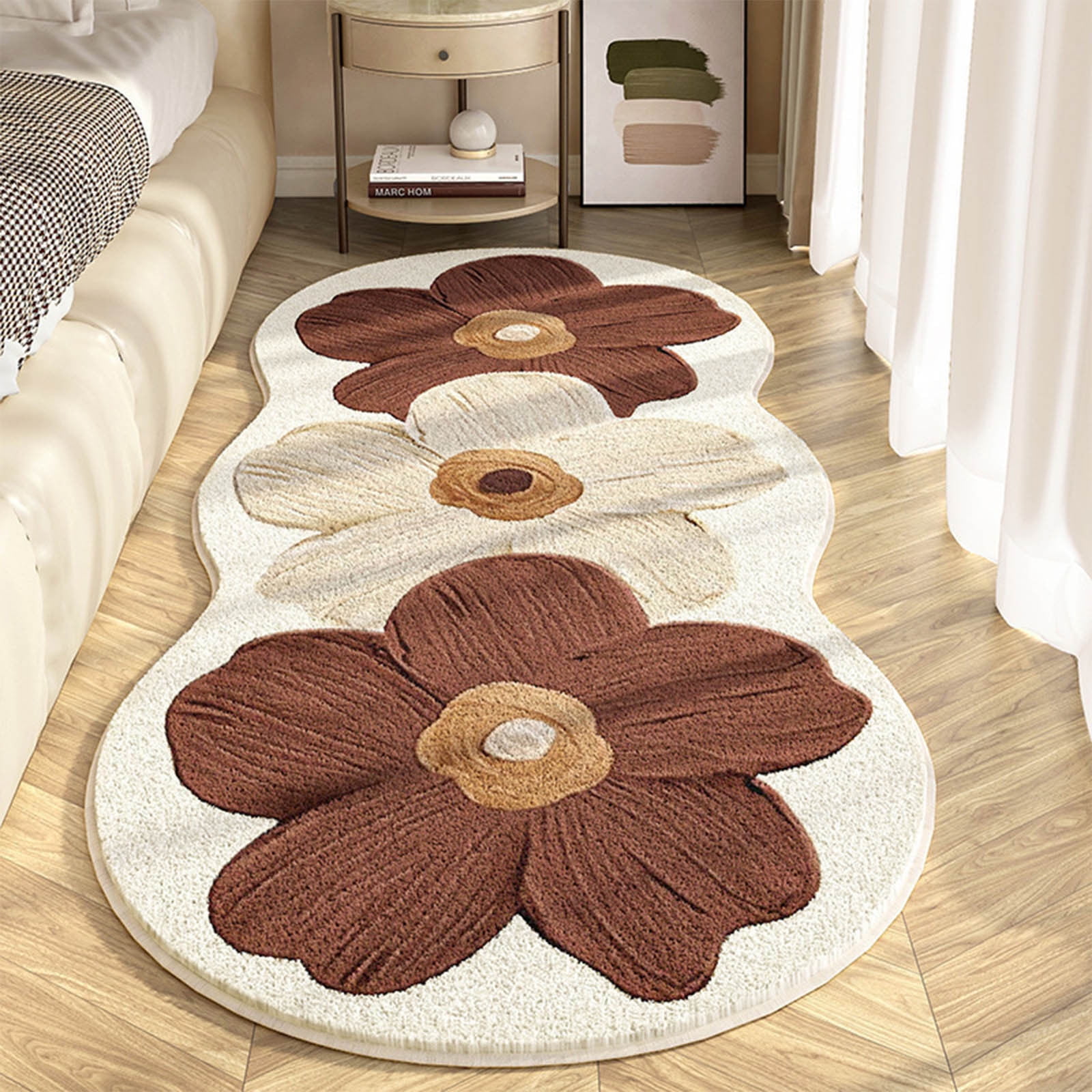 weibbin Cute Rug Washable, Colorful Flowers Runner Rugs for Bathroom ...