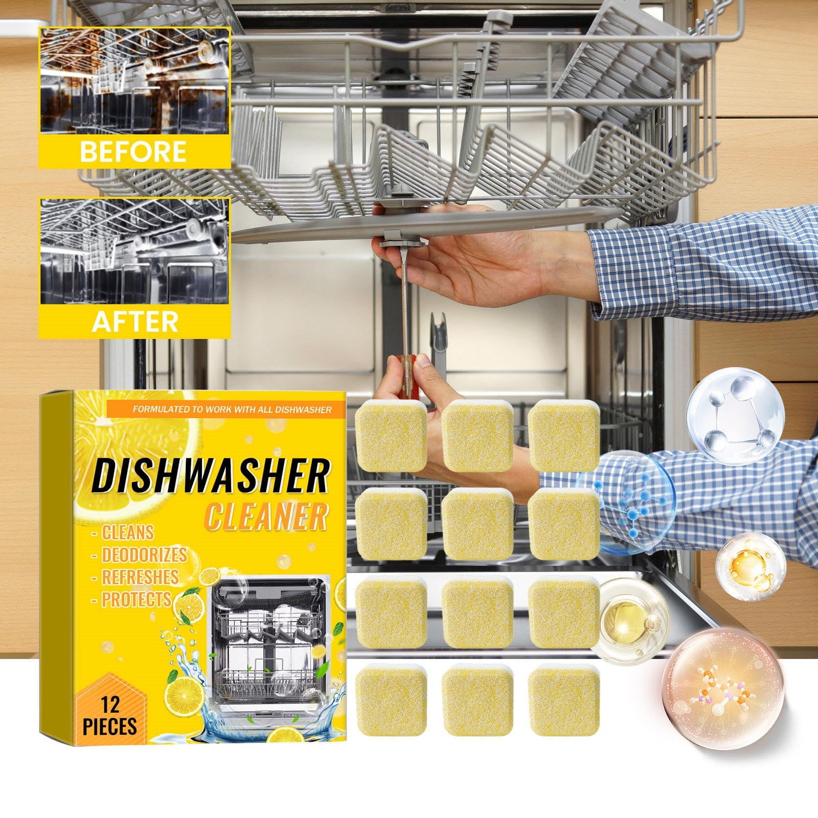 weibbin Dishwasher Cleaning Sheet Decontamination Degreasing Scale ...