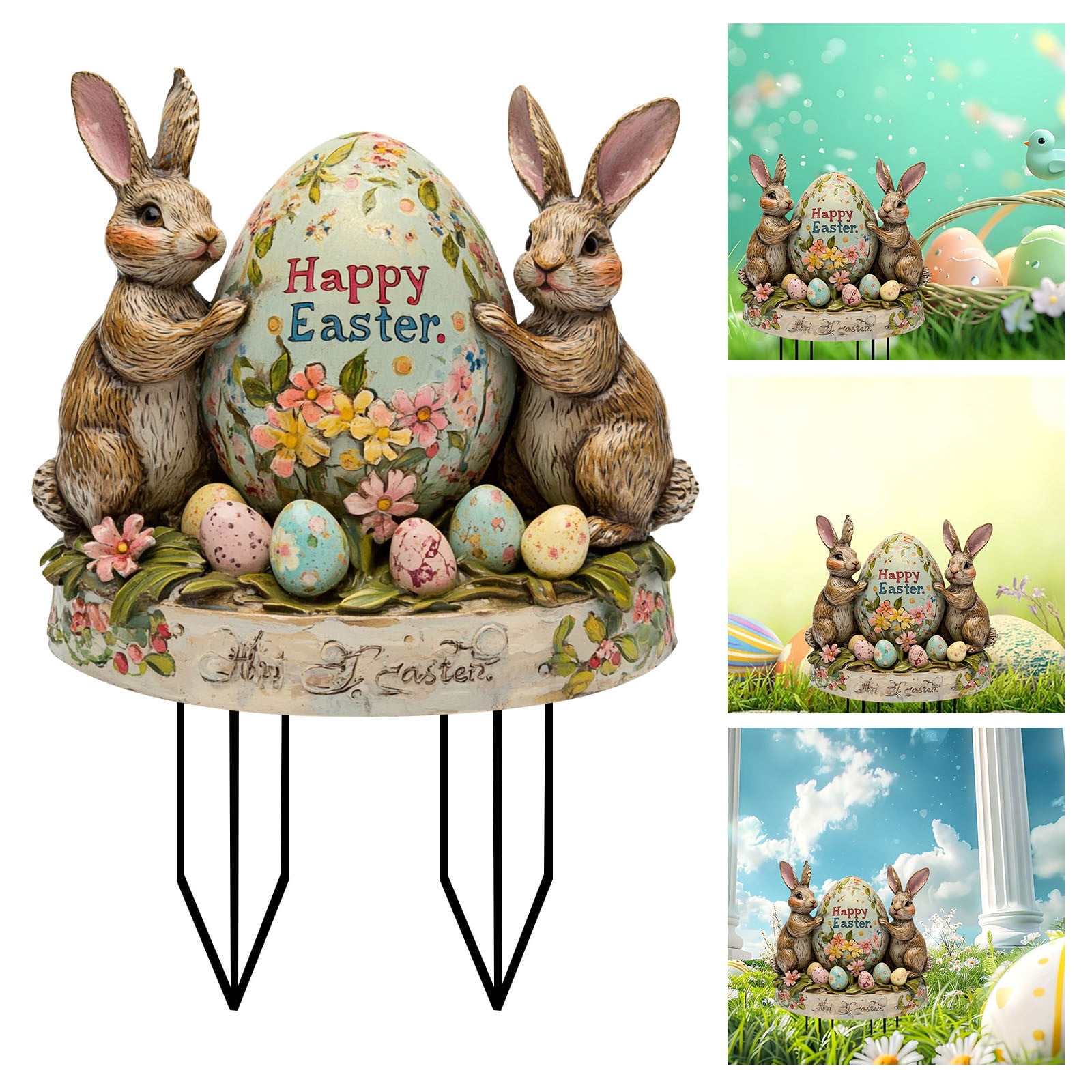 weibbin Easter Colored Eggs Signs Decorations Outdoor - Cute Easter ...