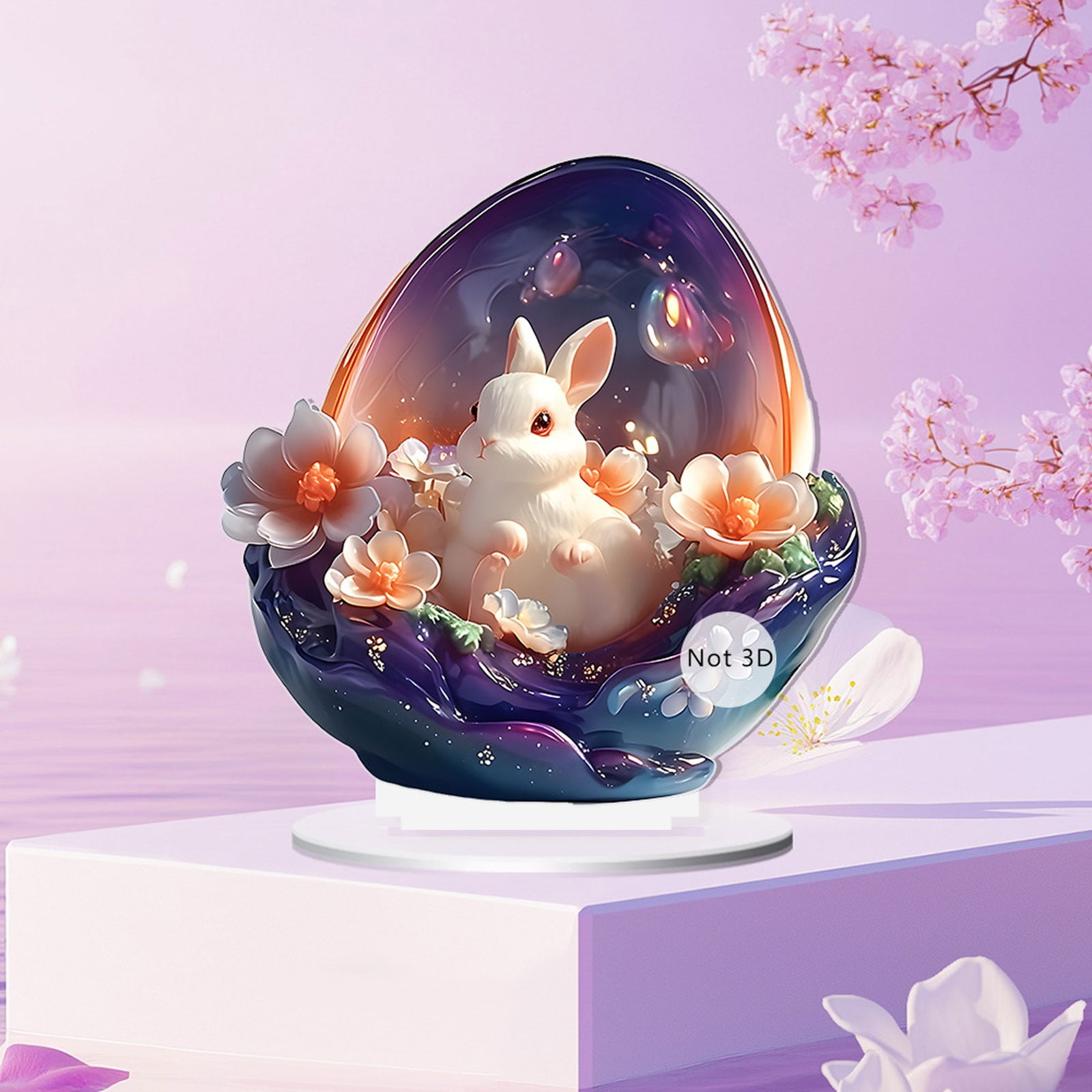 weibbin Easter Table Decorations 2D Flat Artificial Flower with Bunny ...
