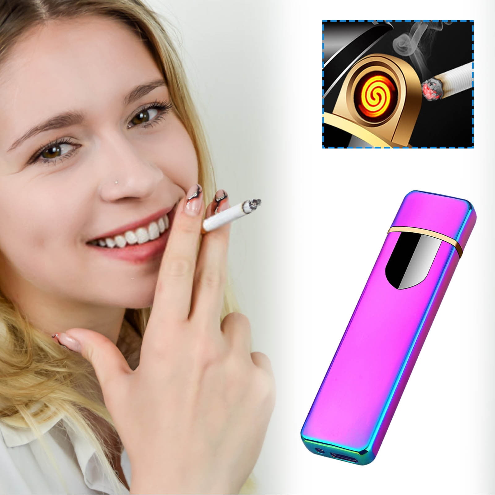 weibbin Flameless Lighter - USB Electric Lighter Rechargeable with LED ...