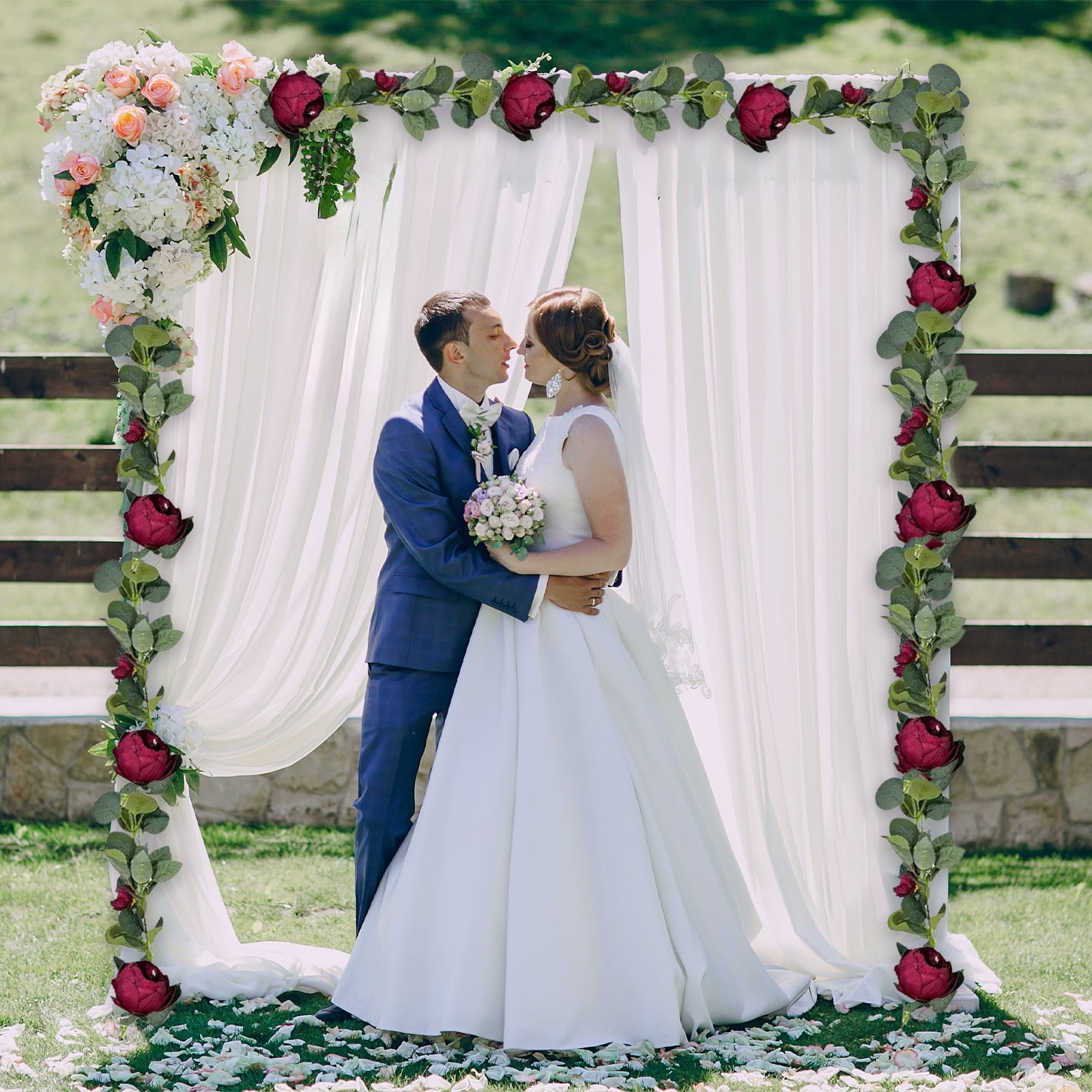 weibbin Flower Garland Artificial Rose Vines Hanging Ivy Fake Rose ...