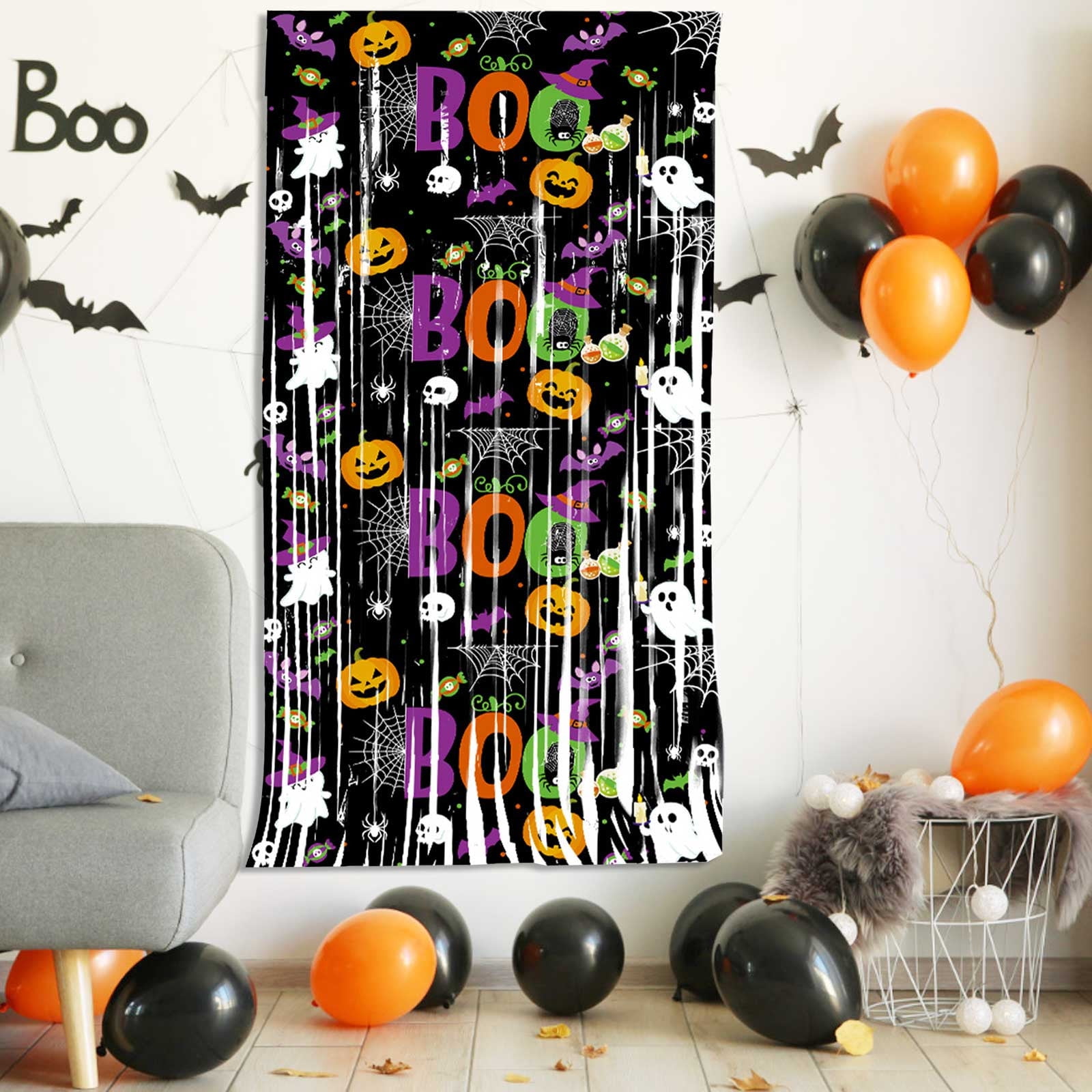 weibbin Halloween Party Decorations Black Orange Purple Bat Pattern ...