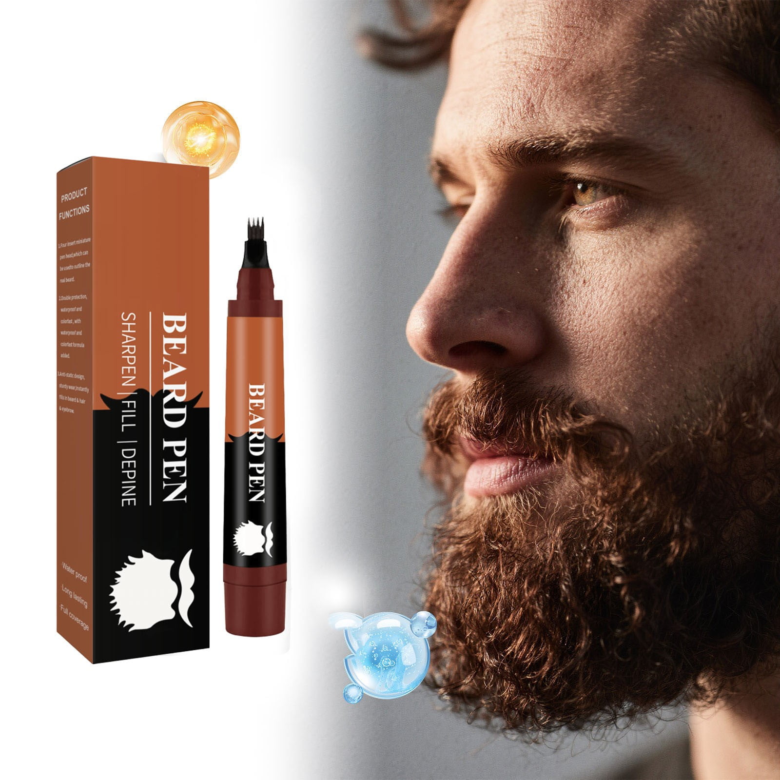 weibbin Long-Lasting Waterproof Beard Filling Pen, 5ml Sweat-Proof ...