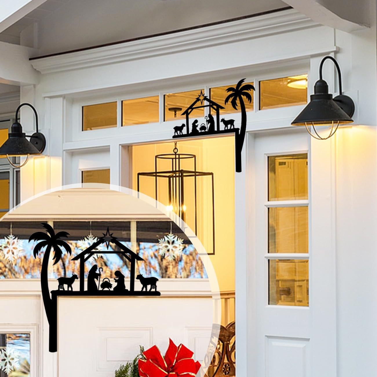 weibbin Metal Nativity Scene Door Topper 2025 Christmas Door ...