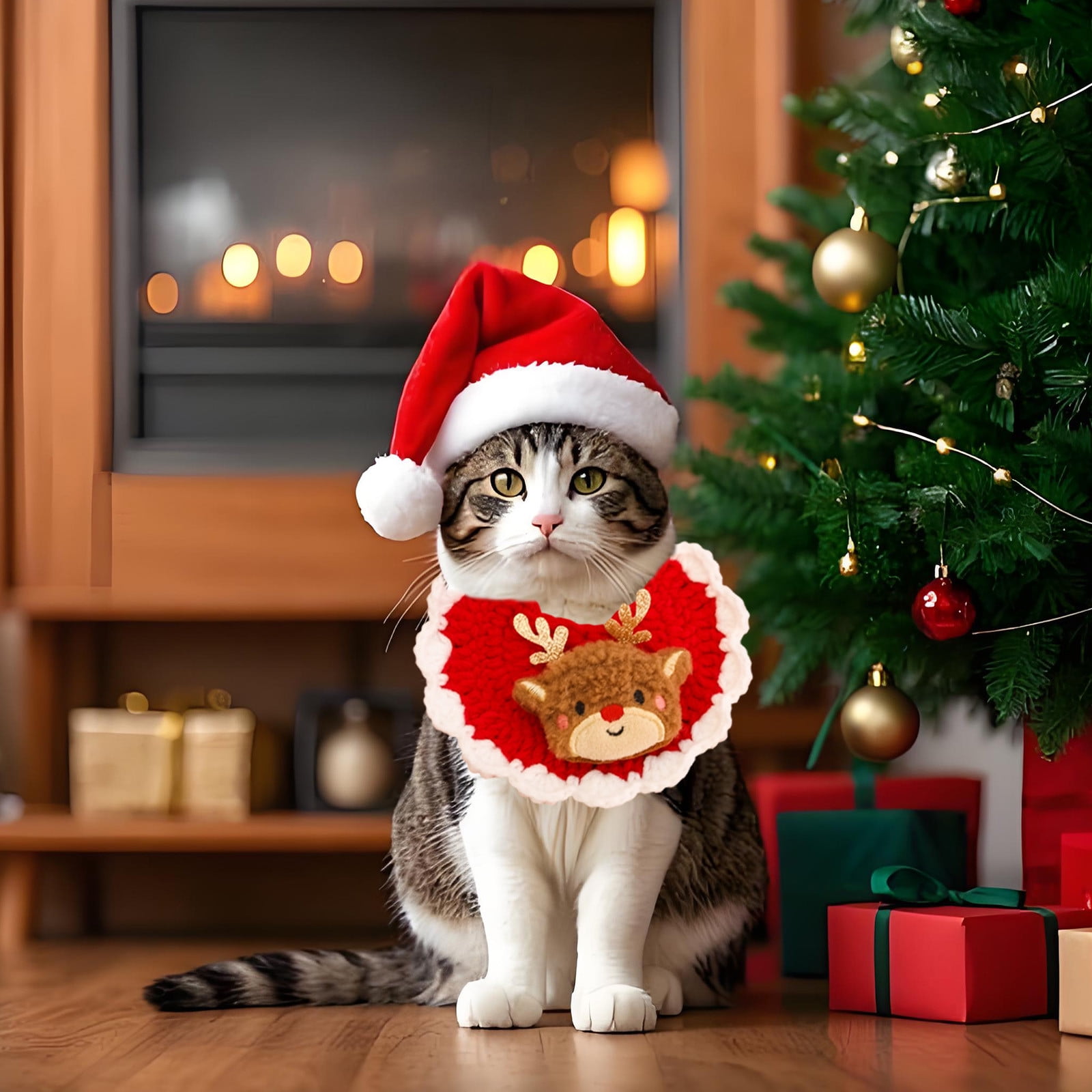 weibbin Pet Knitted Scarf, Christmas Collar Decoration for Small Dogs ...