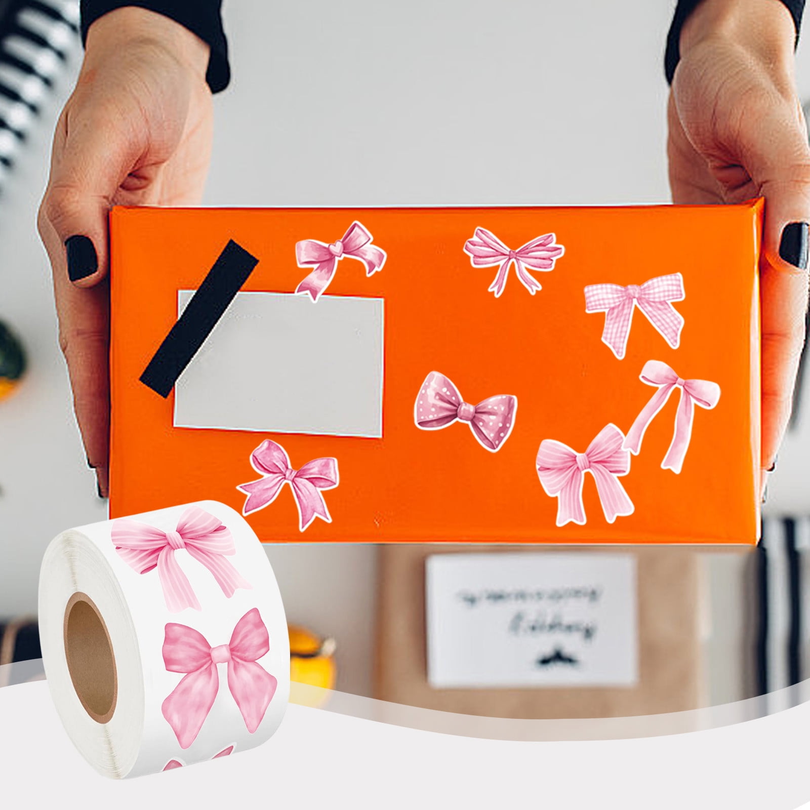 weibbin Pink Bows Sticker Roll - 500Pcs Coquette Pink Bows Stickers in ...