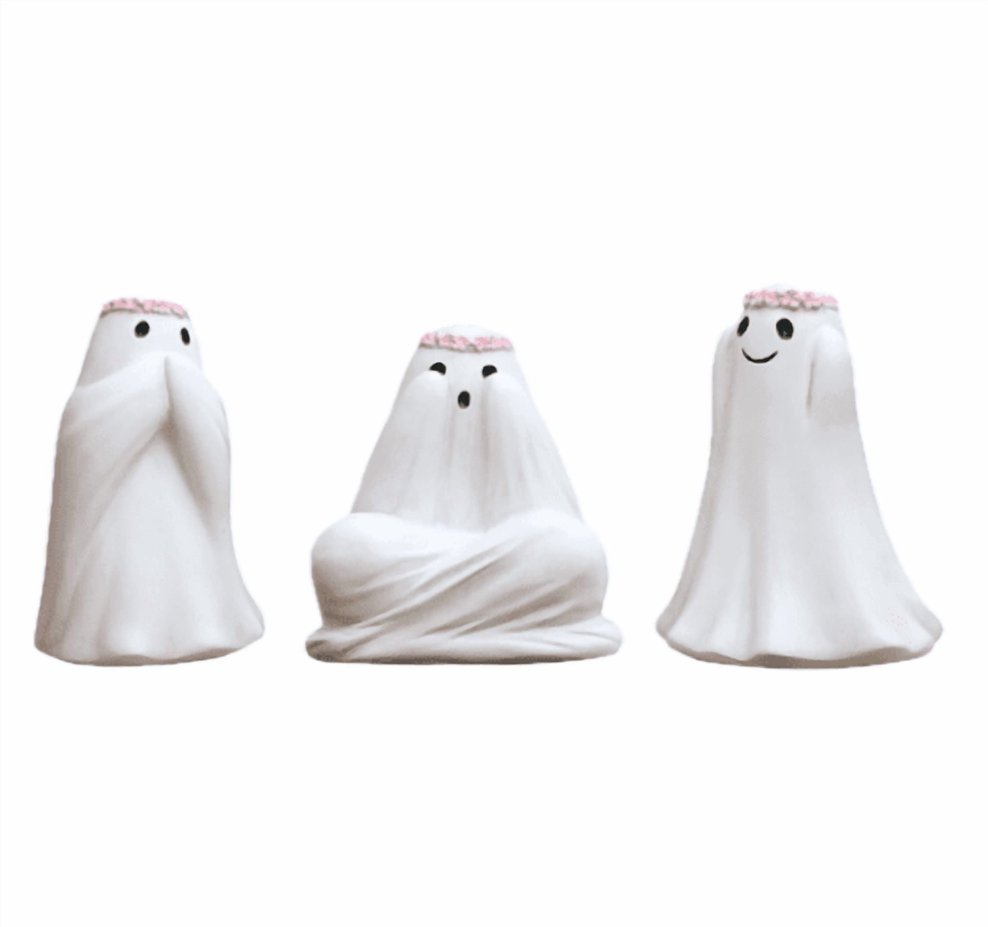 weibbin Resin Small White Ghost Figurines, 3PCS Ghosts, Cute Ghost ...