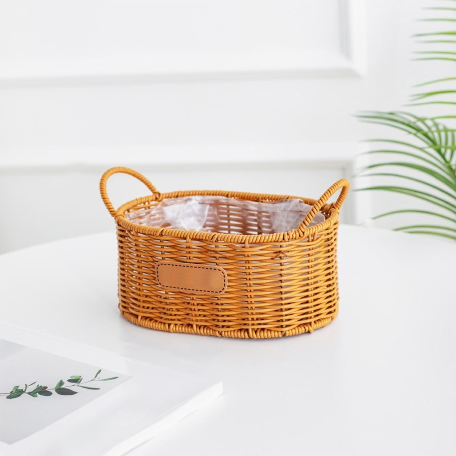 weibbin Small Wicker Basket with Handle, Woven Flower Girl Baskets with ...