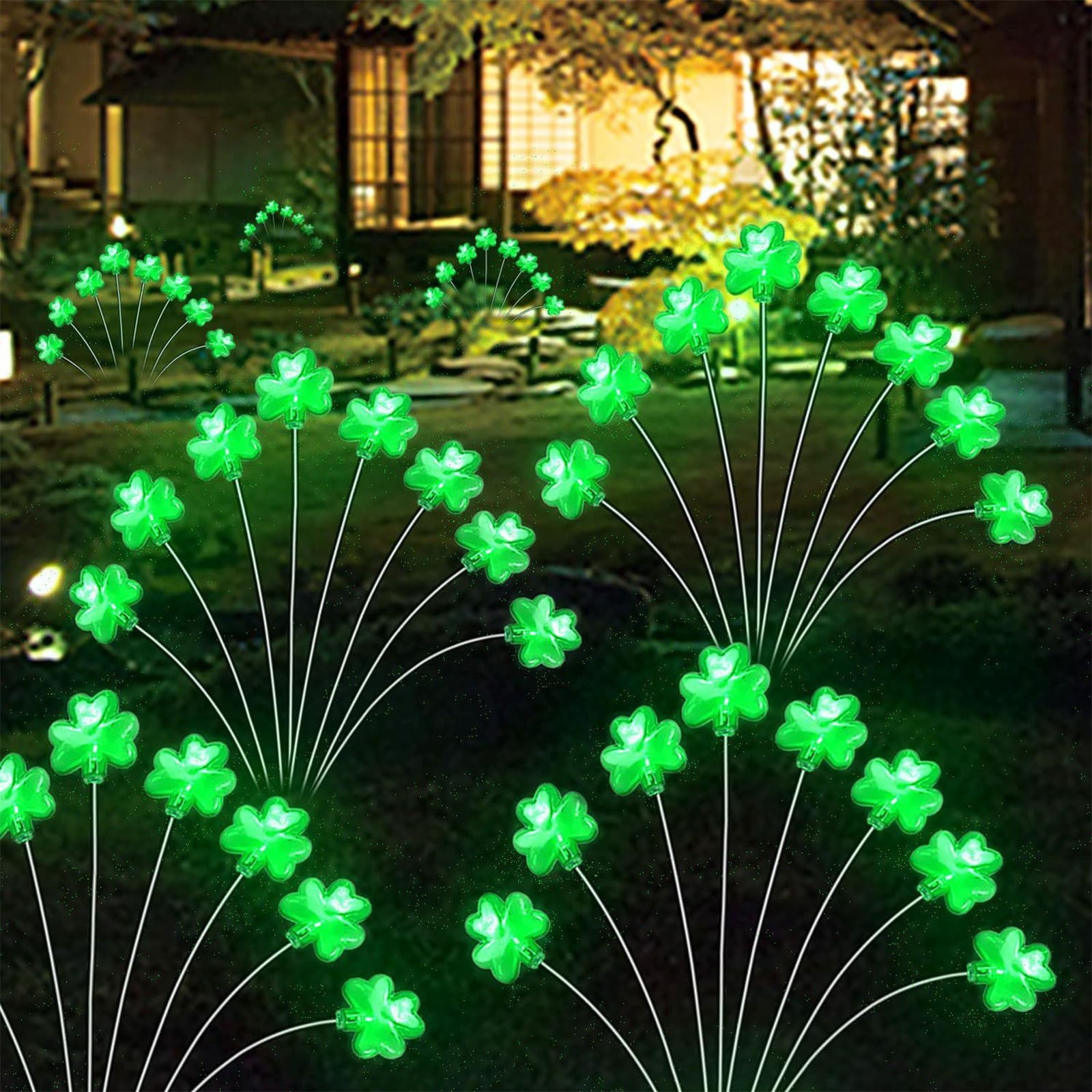 weibbin Solar Powered Irish Festival Three Leaf Lawn Lights St Patrick ...