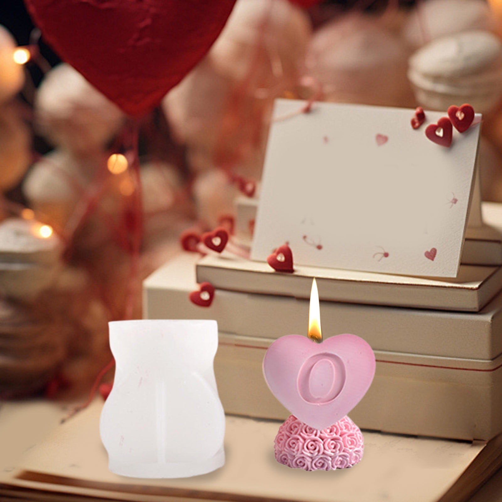 weibbin Valentine's Day Moulds Rose Love Candle Molds DIY Aroma Love ...
