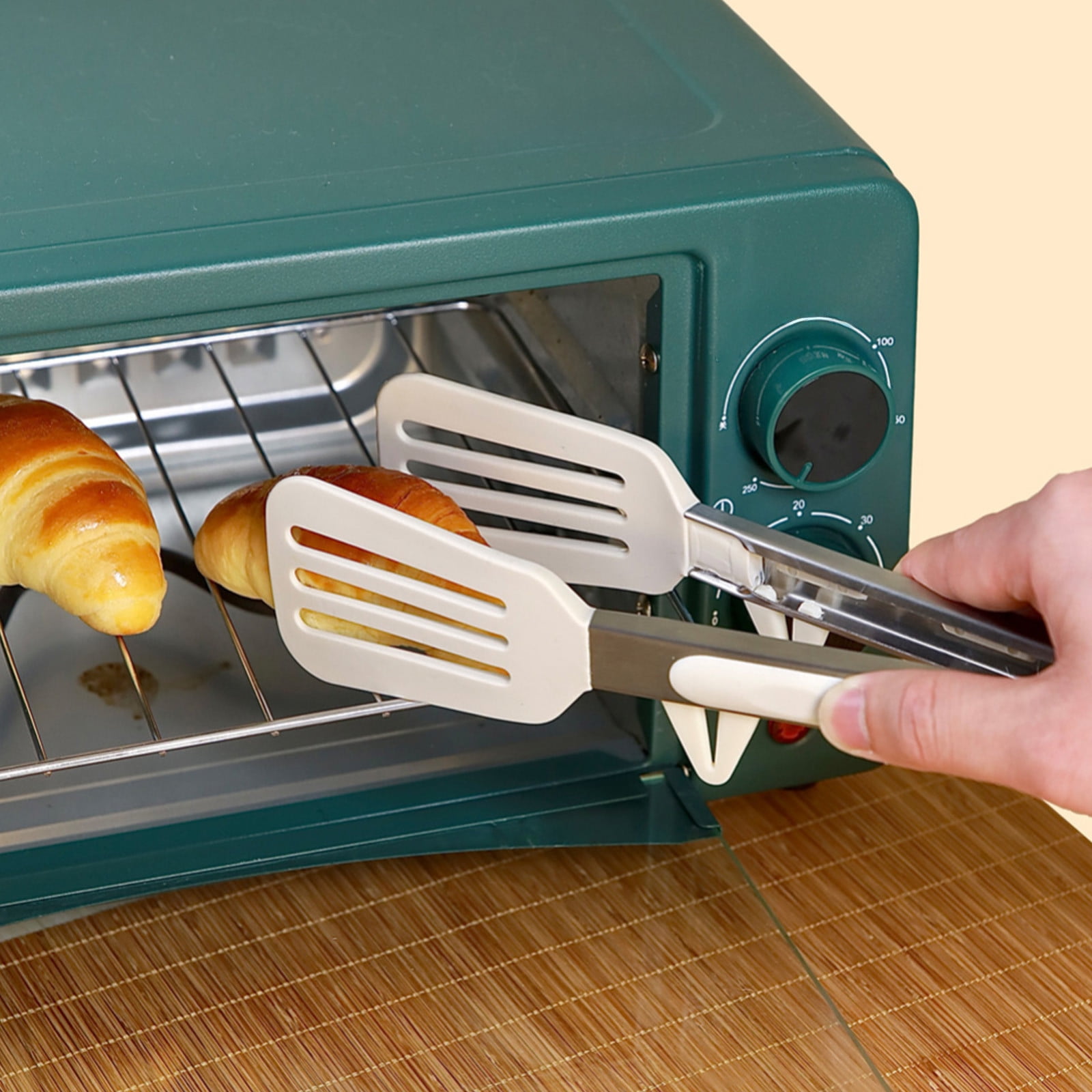 weibbin White Kitchen Tongs With Slotted Tips High Temperature ...