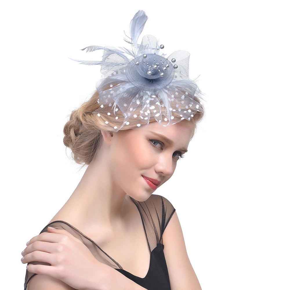 wendunide Heardband Women Flower Mesh Ribbons Feathers Headband ...