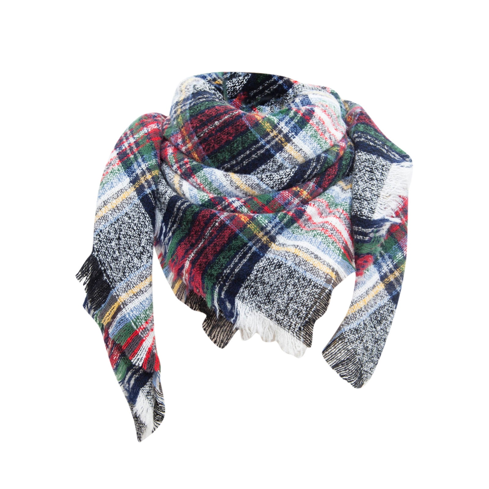 wendunide Scarf Women Fall Winter Scarf Classic Tassel Plaid Scarf Warm Soft Chunky Large ...