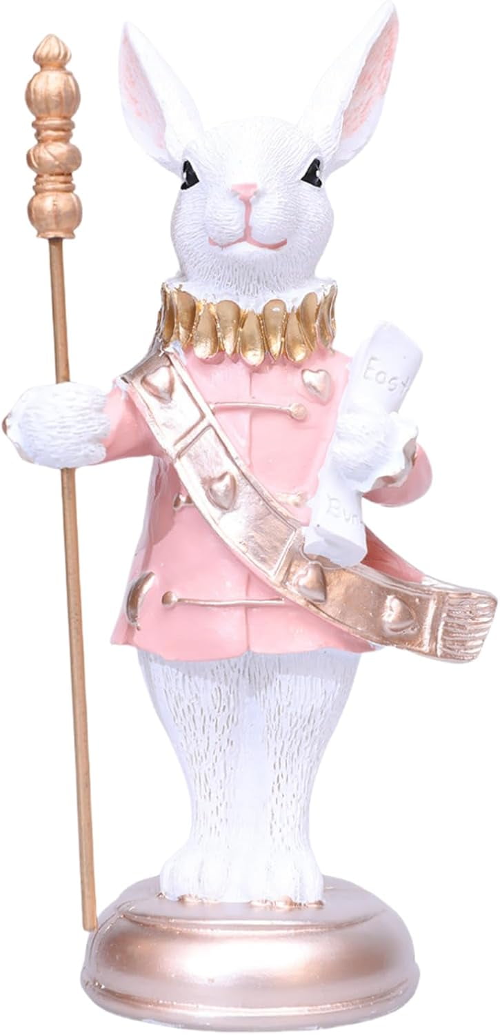 werdecade Easter Bunny Figurines,Easter Bunny Statue with Retro Horn ...