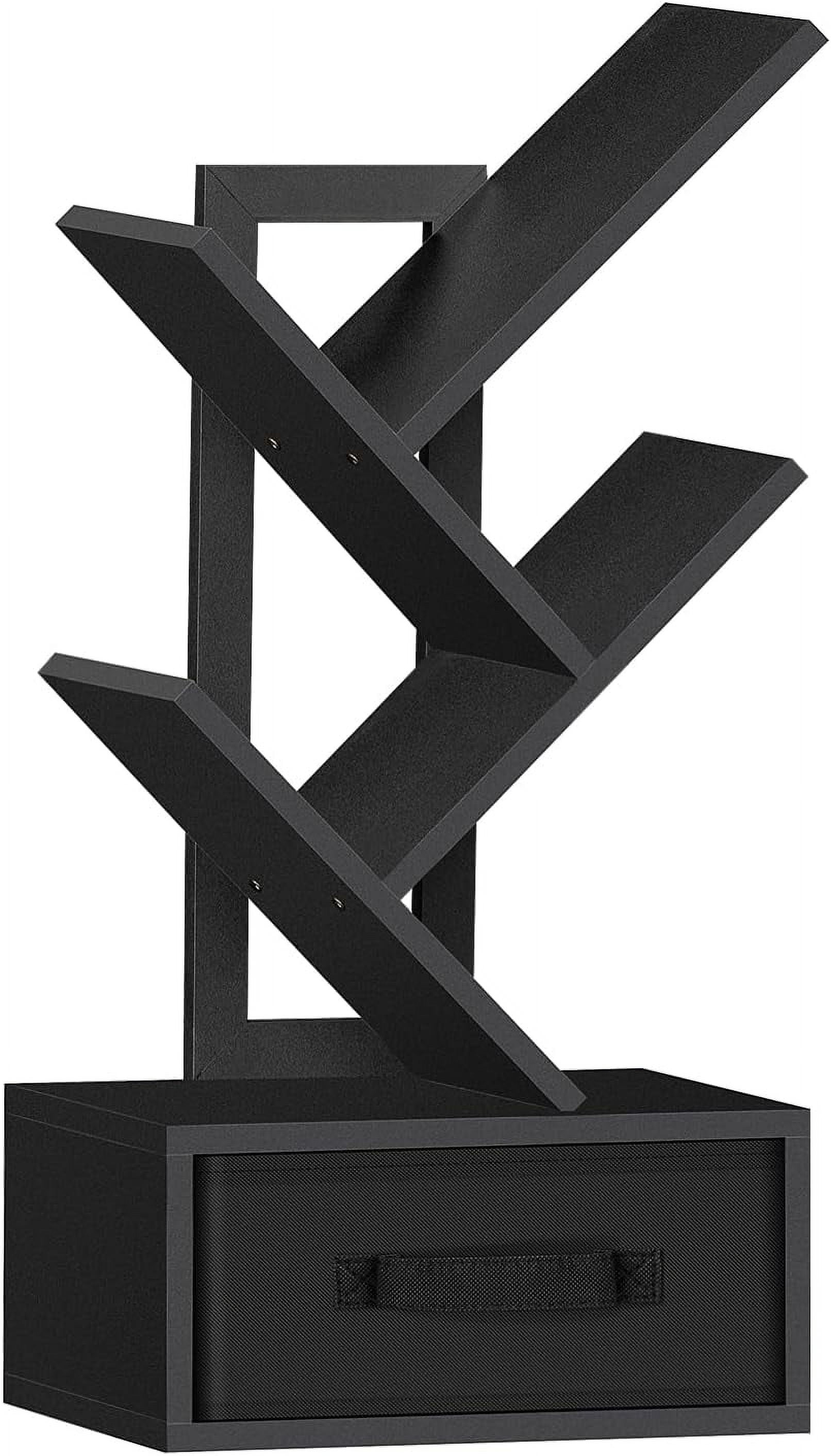 hujklrp 8 Tier Tree Bookshelf with Drawer Free Standing Wood Bookcase ...