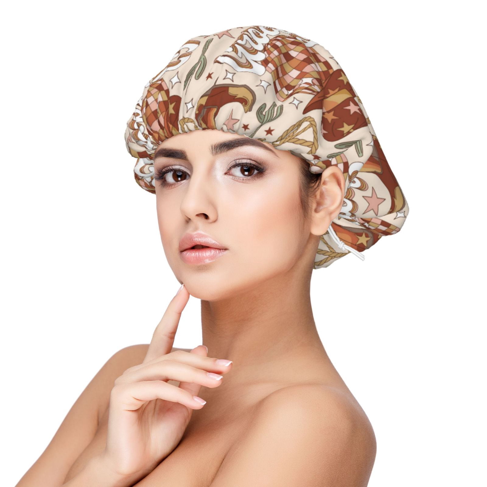 western disco cowboy hat boots retro Silk Bonnet for Sleeping Women Men ...