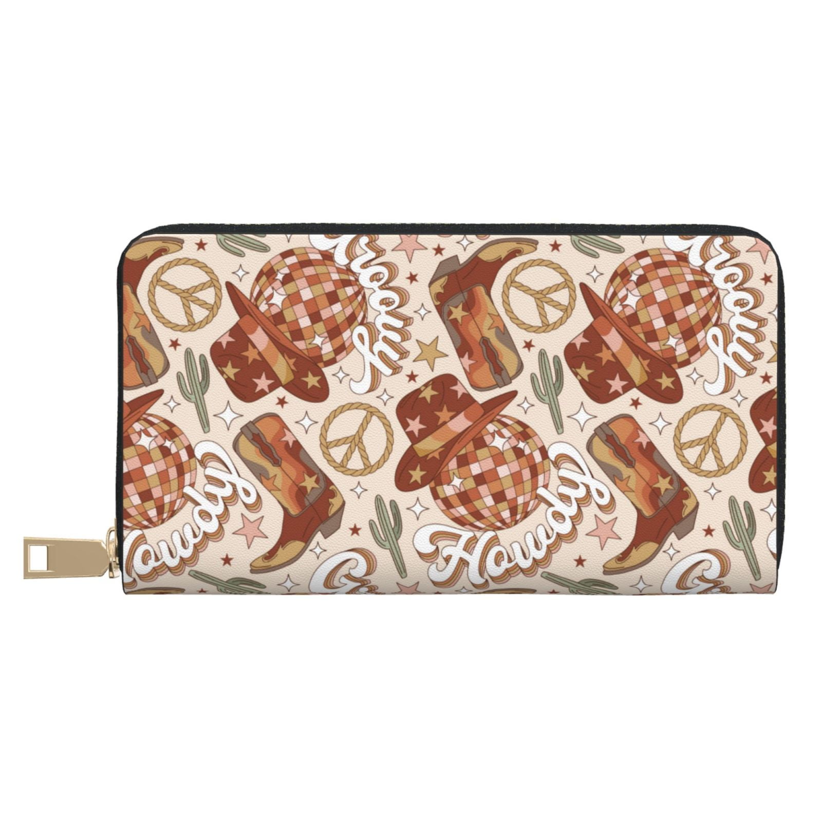 western disco cowboy hat boots retro Wallet Women, Leather Bifold Multi ...