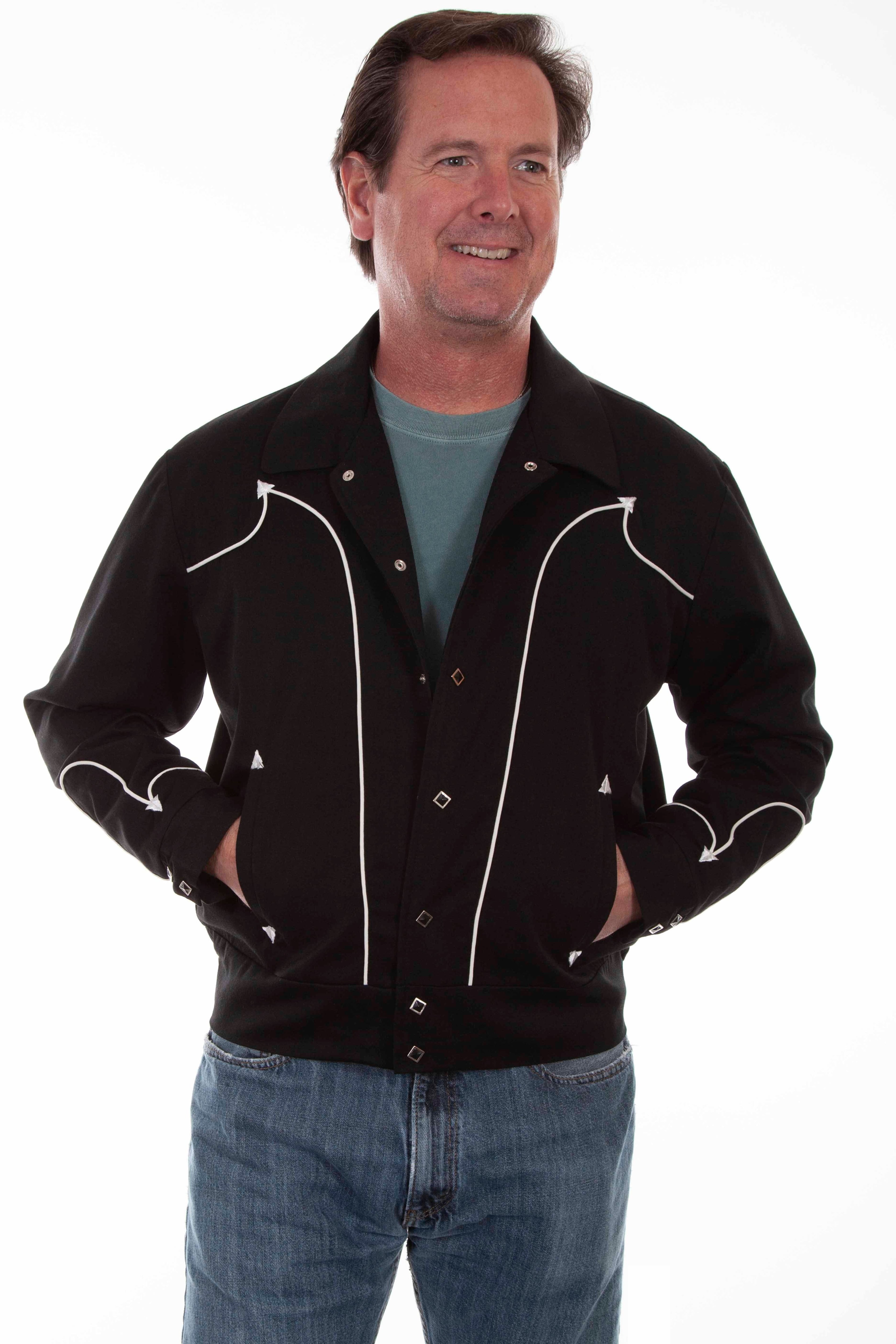 Scully P-923-BLK-XL Mens Western Embroidered Snap Jacket, Black - Extra ...