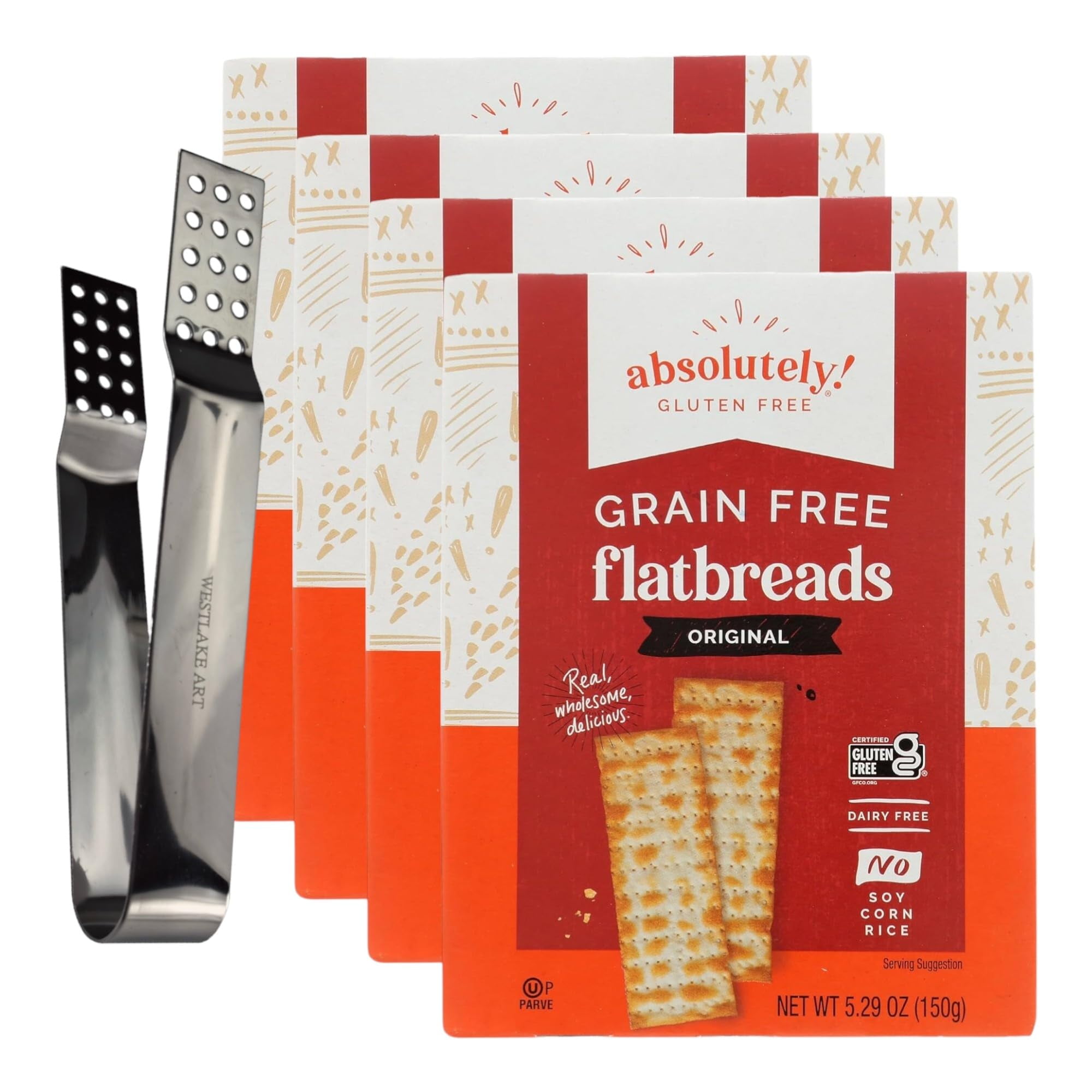westlake art Gluten Free Flatbread Crackers Bundled With Silver Ss Tea ...